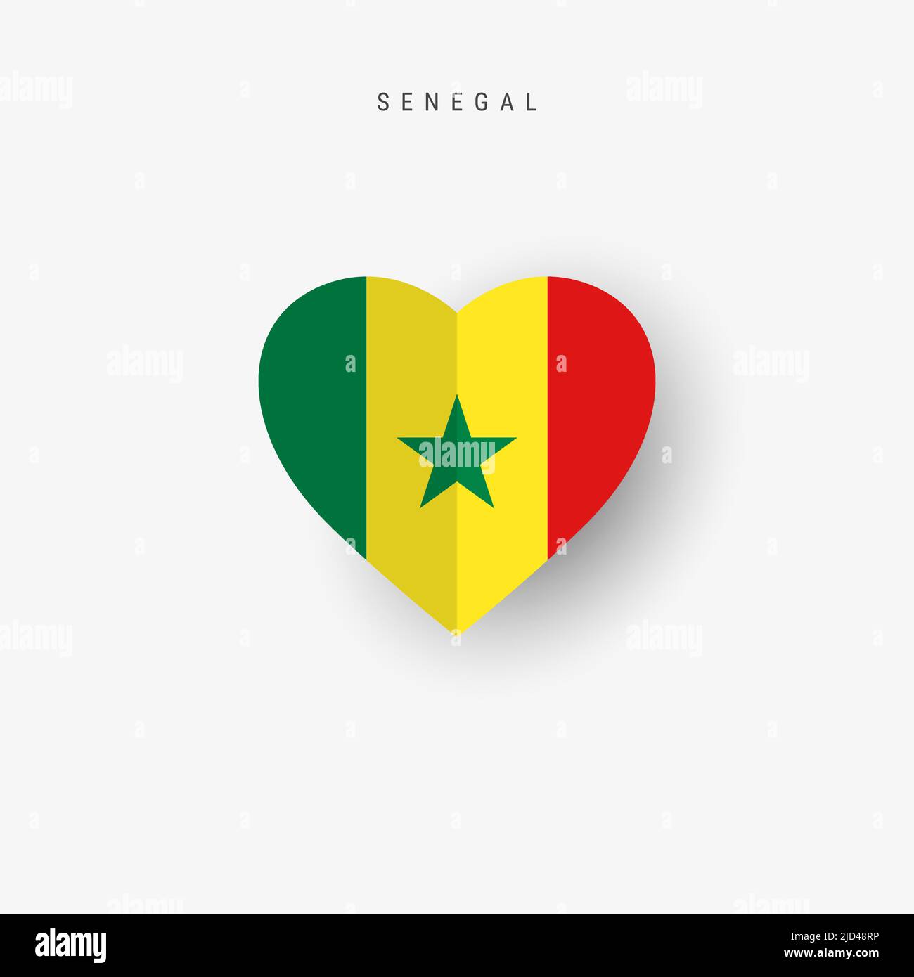 Senegal heart shaped flag. Origami paper cut Senegalese national banner ...