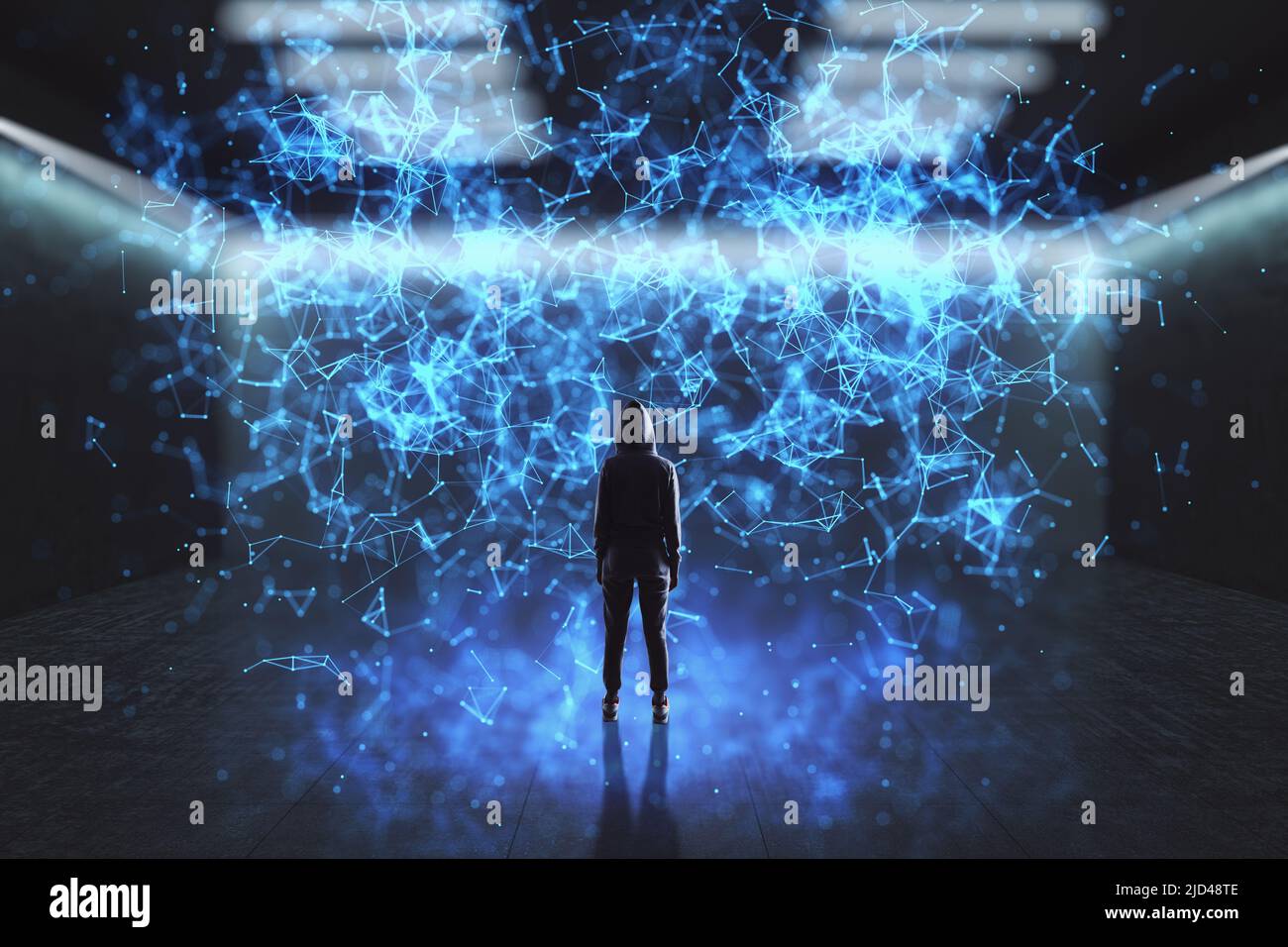 Silhouette looking data screen hi-res stock photography and images - Alamy