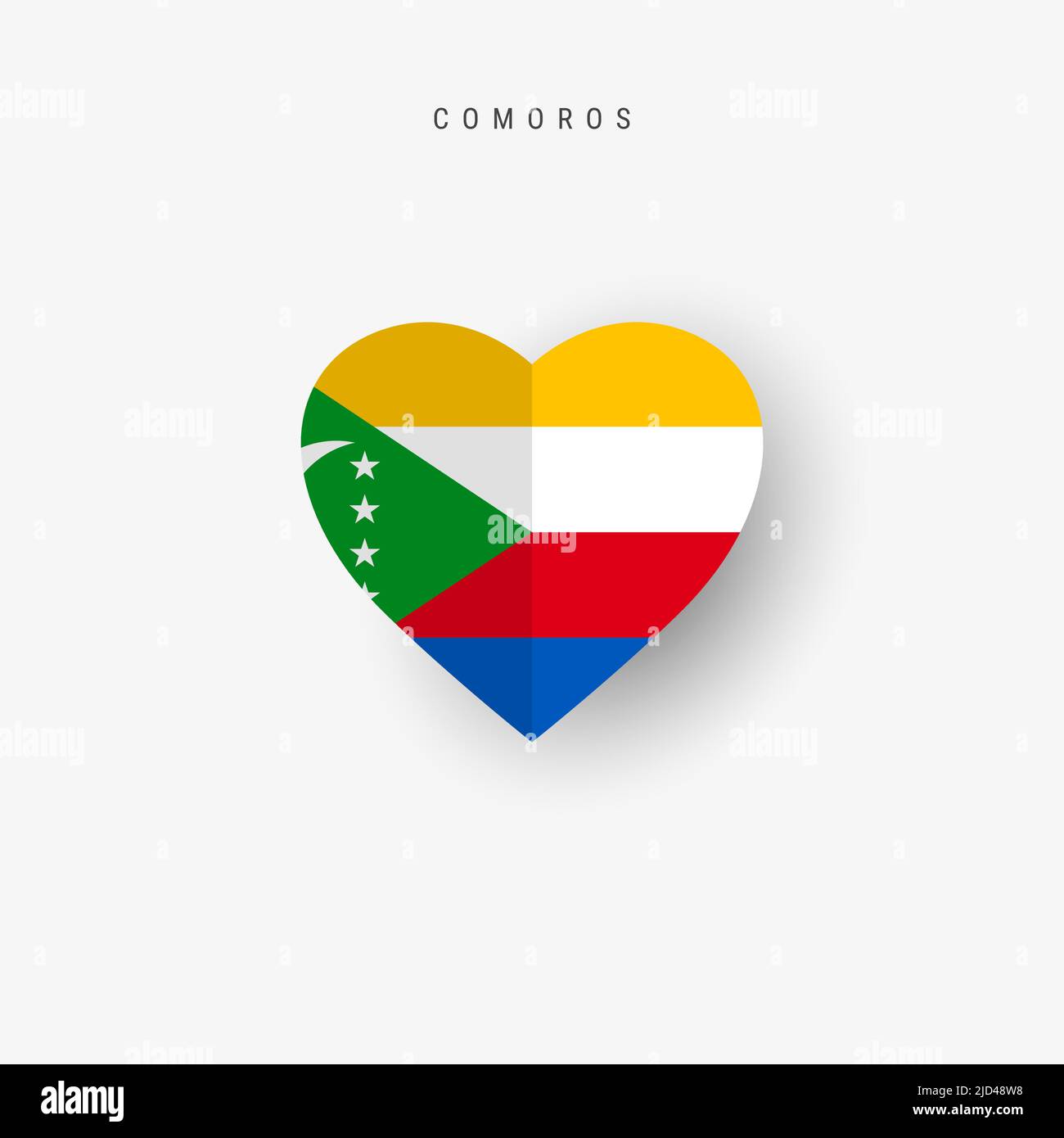 Comoros heart shaped flag. Origami paper cut Union of the Comoros ...