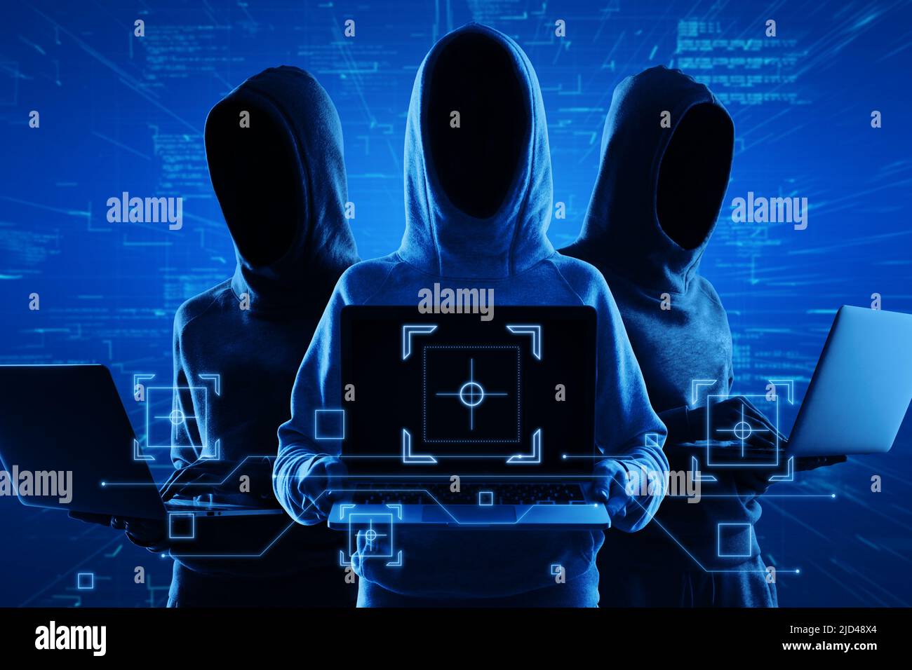 Internet security and personal data theft concept with blue shadows ...