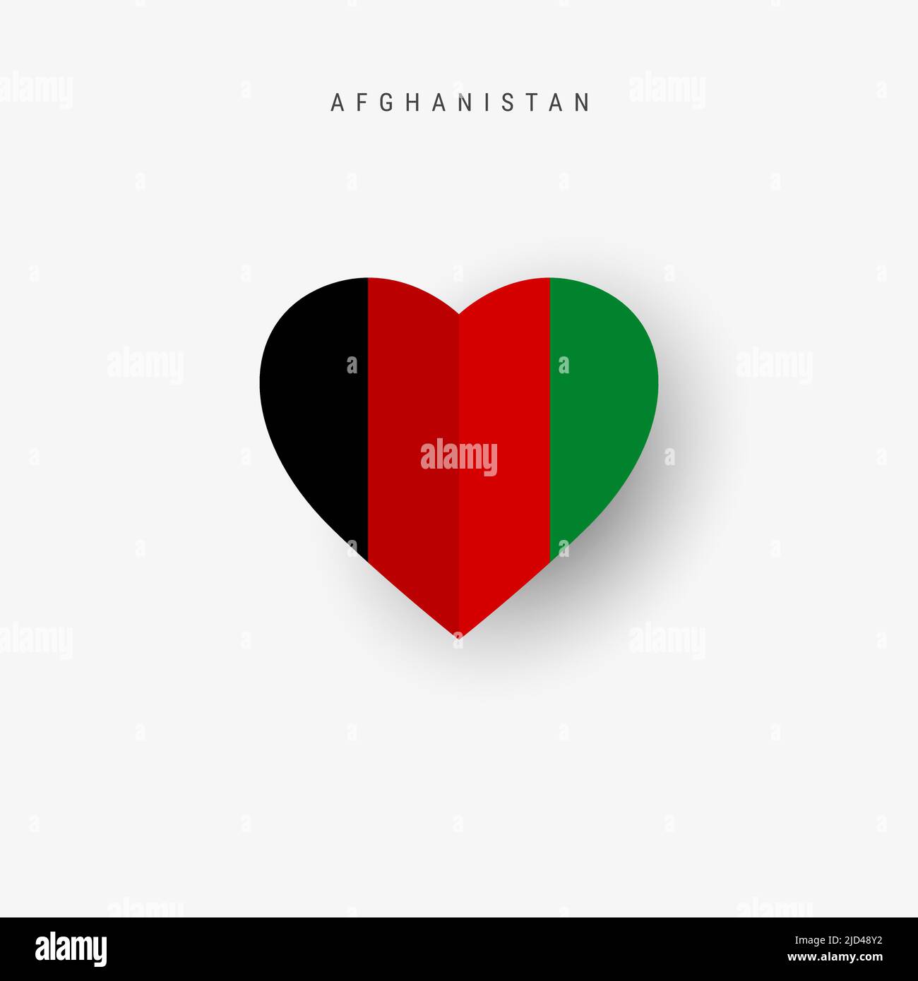 Afghanistan heart shaped flag. Origami paper cut Afghan national banner ...