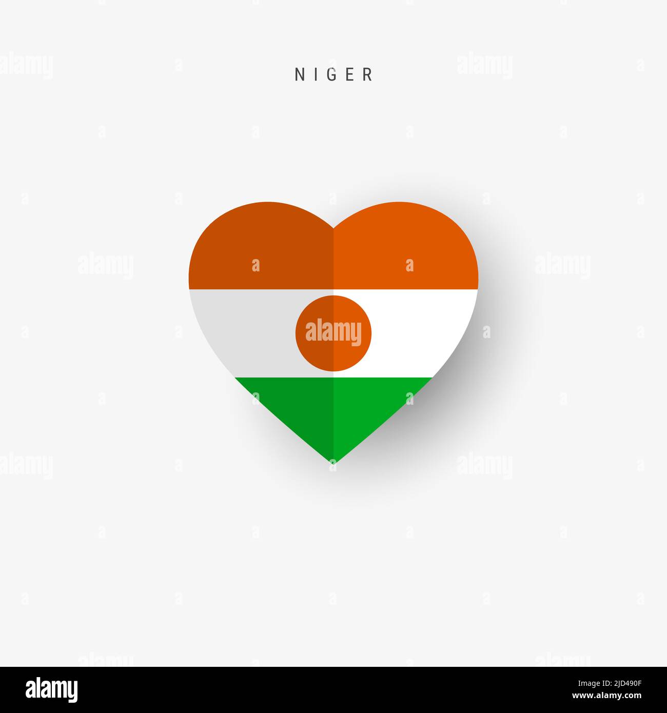 Niger heart shaped flag. Origami paper cut Nigerian national banner. 3D ...