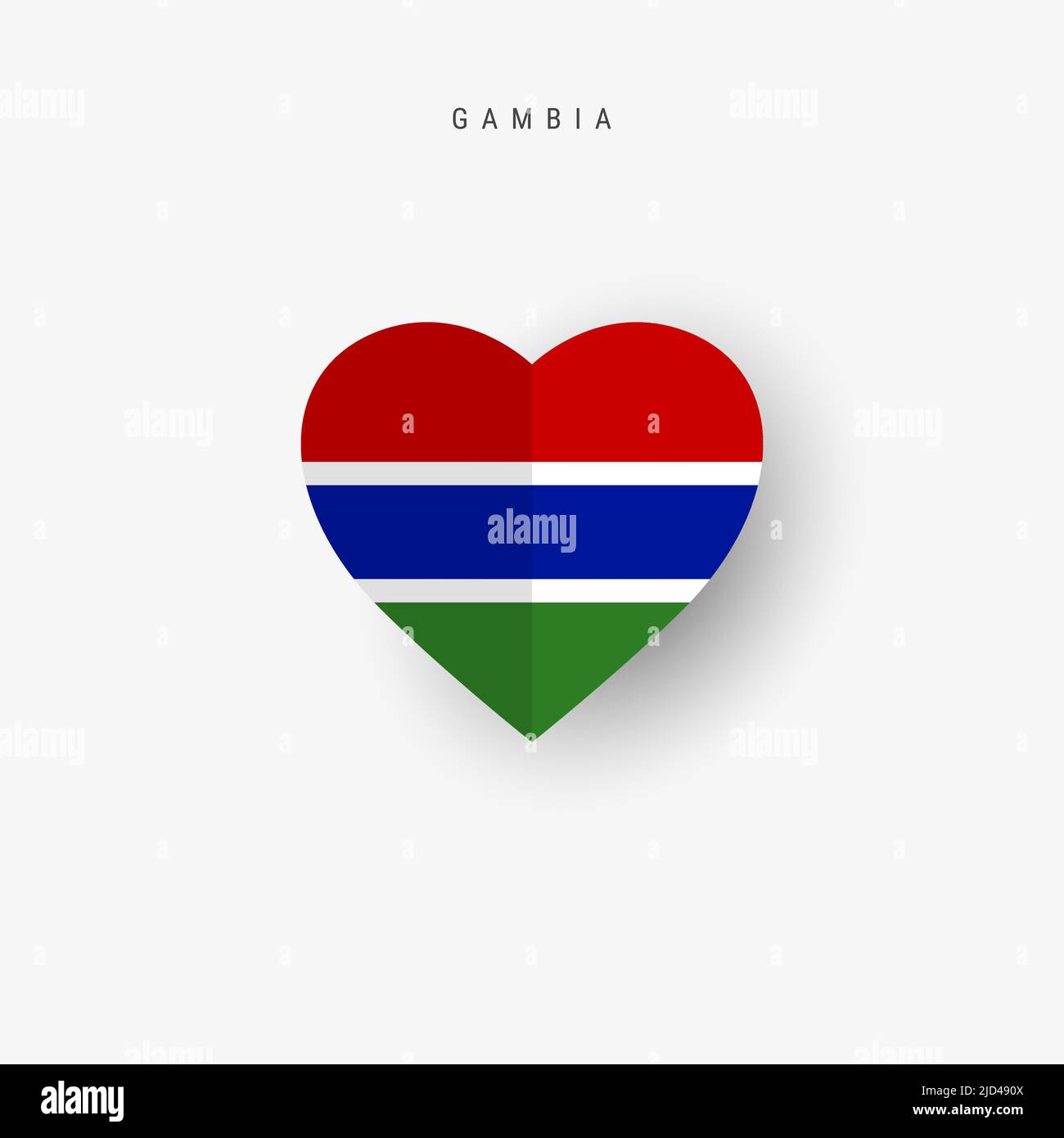 Gambia heart shaped flag. Origami paper cut Gambian national banner. 3D vector illustration ...