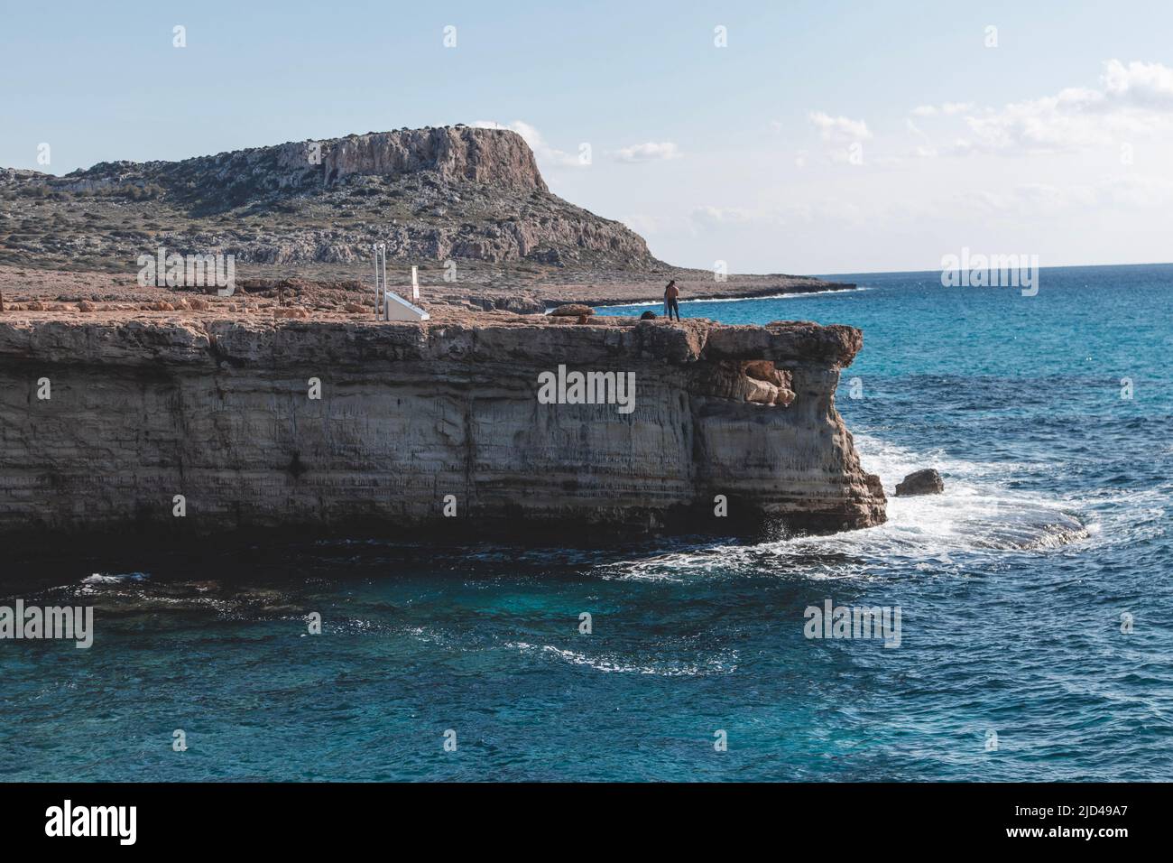 Beautiful sea caves with cape Greco on background in national park ...