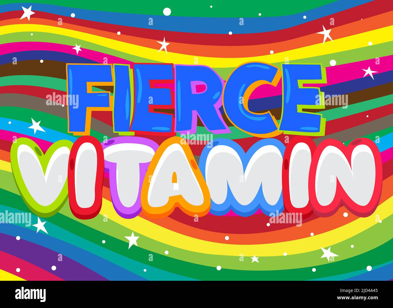 Fierce Vitamin. Word written with Children's font in cartoon style ...