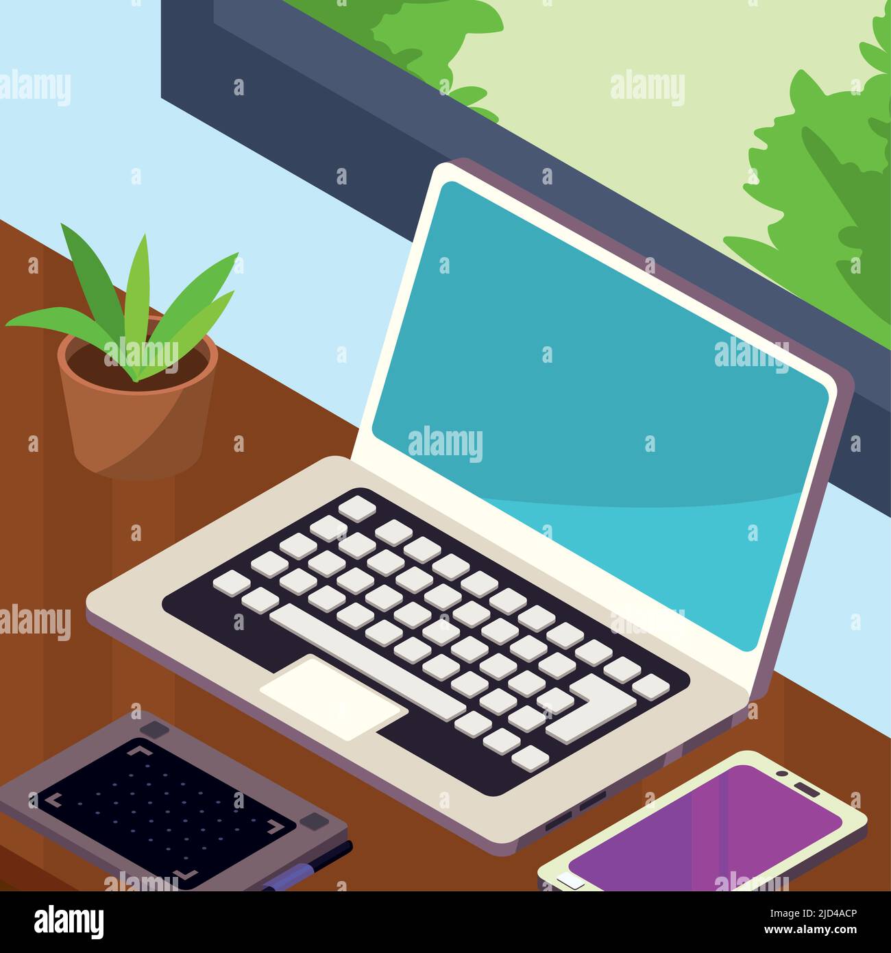 isometric work space poster Stock Vector Image & Art - Alamy