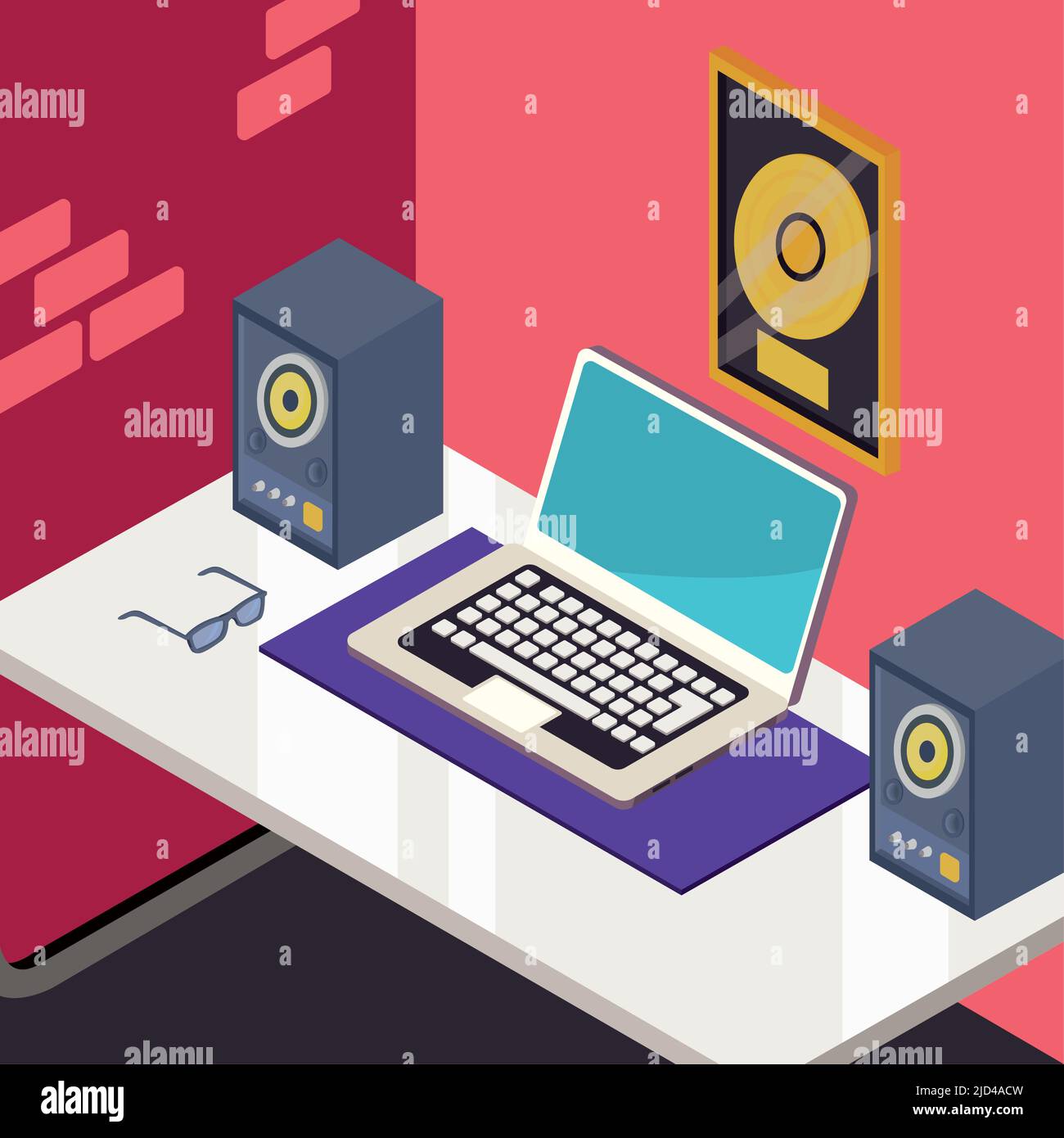 isometric work desktop poster Stock Vector Image & Art - Alamy
