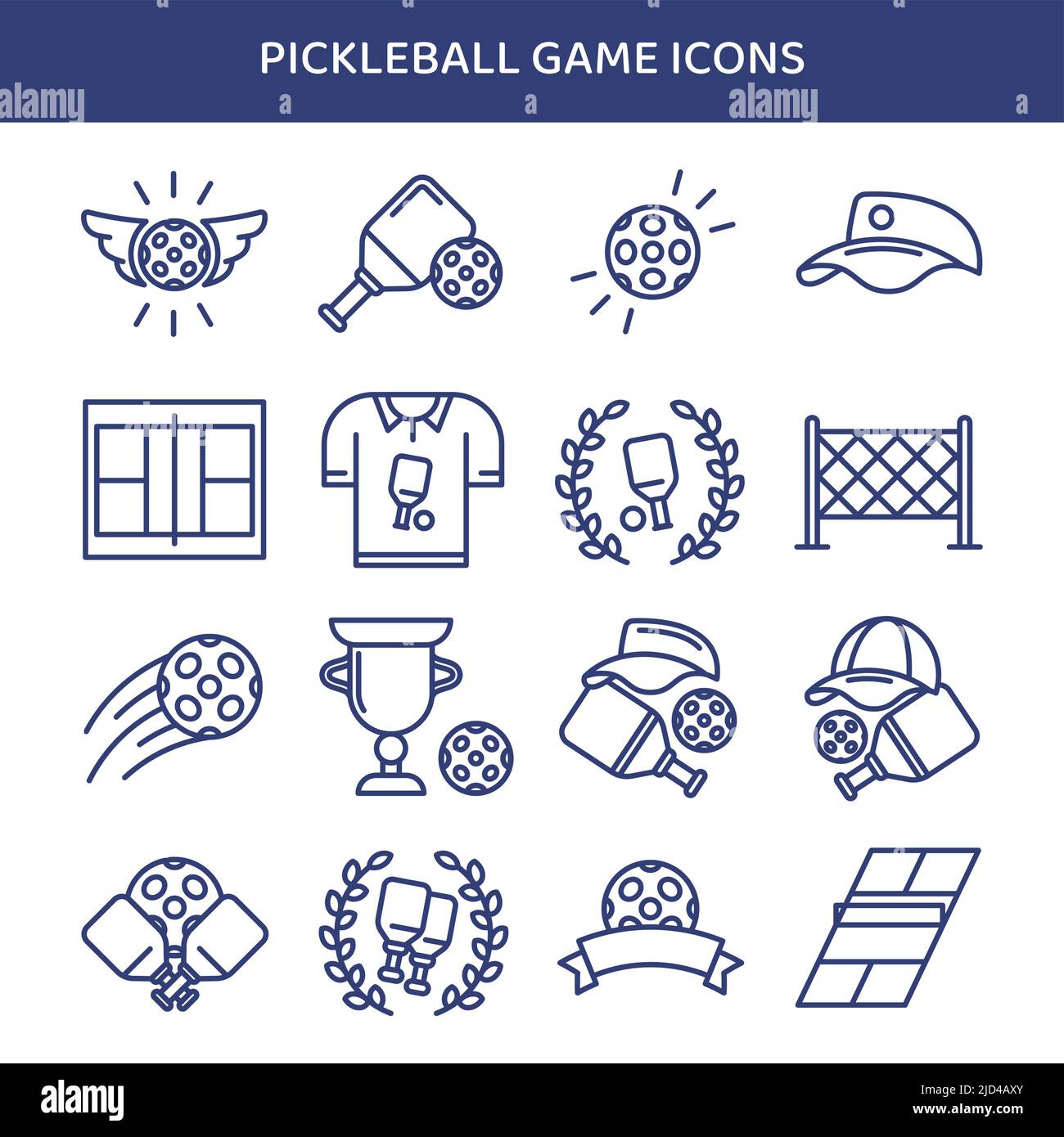 Pickleball game icon set. Outdoor sport leisure game vector ...