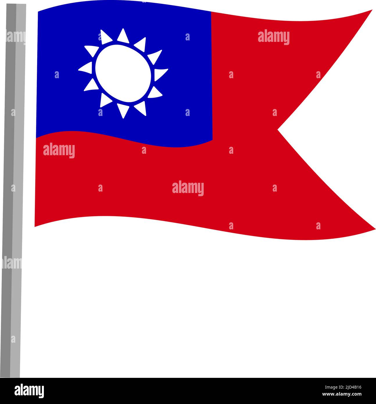 Fluttering Taiwanese flag with pole. Editable vector Stock Vector Image ...