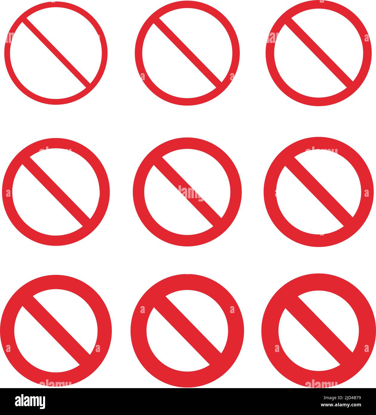 Set of stop mark icons by thickness. Warning and regulation. Editable ...