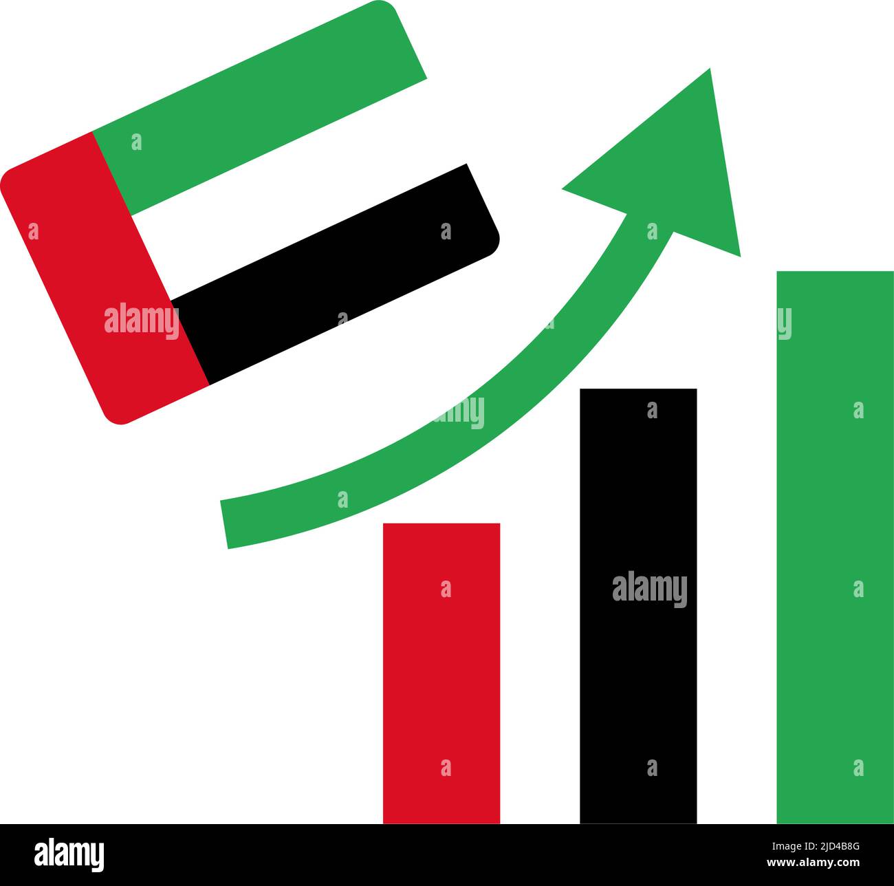 United Arab Emirates flag and rising bar chart icon. Editable vector ... United Arab Emirates flag and rising bar chart icon. Editable vector ...