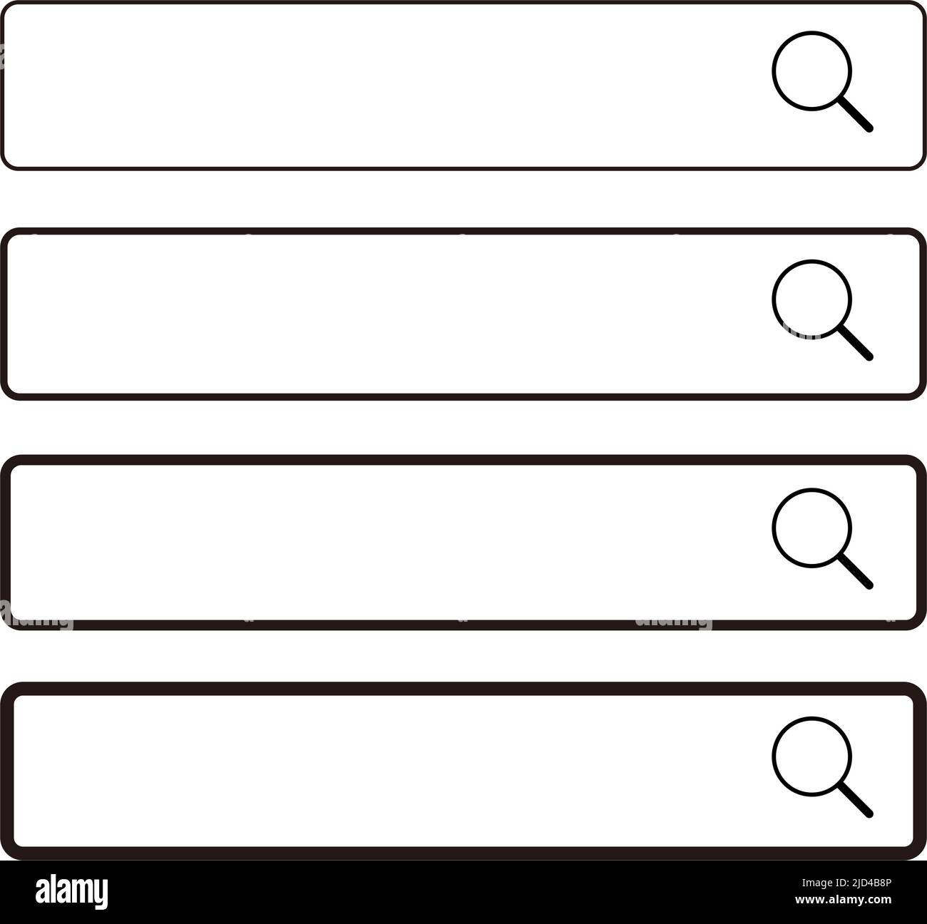 Search box icon set with different line thicknesses. Internet and web ...