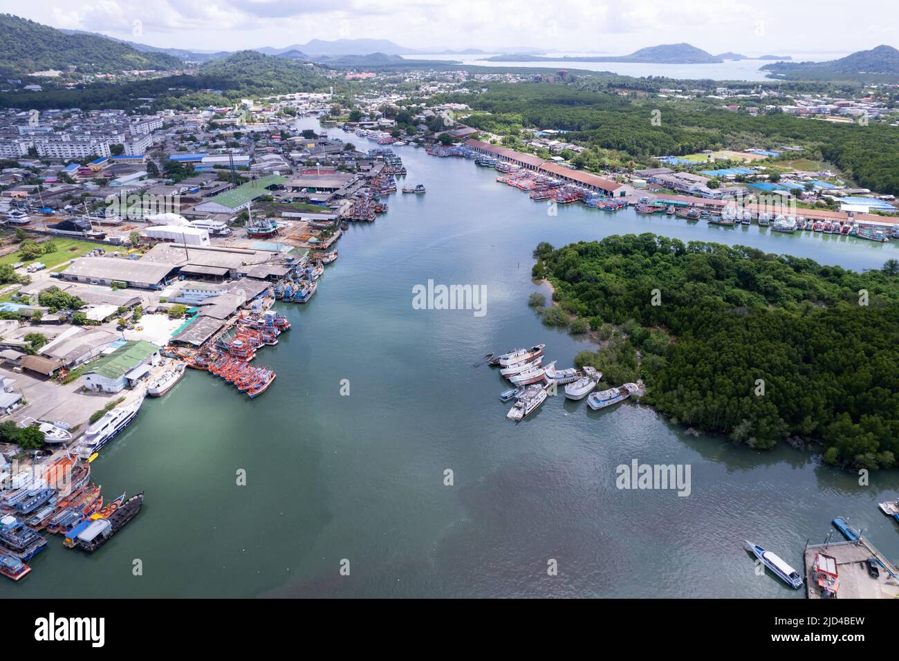 Aerial view of Phuket Fishing port is the largest fishing port Located ...