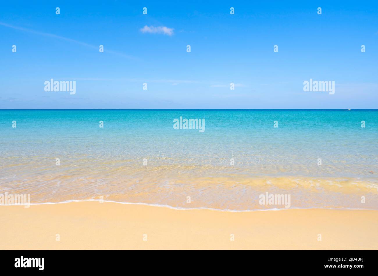 Summer sea season greeting background. Tropical sandy beach with blue ...