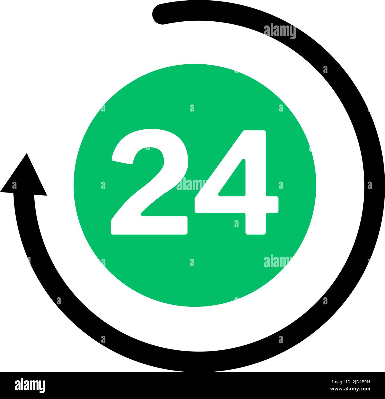 24 hour mark and rotating arrow. 24 hour business sign. Business hours ...