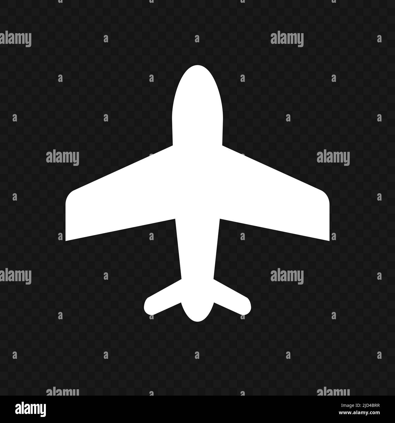 White airplane icon isolated on black transparent background. Editable ...