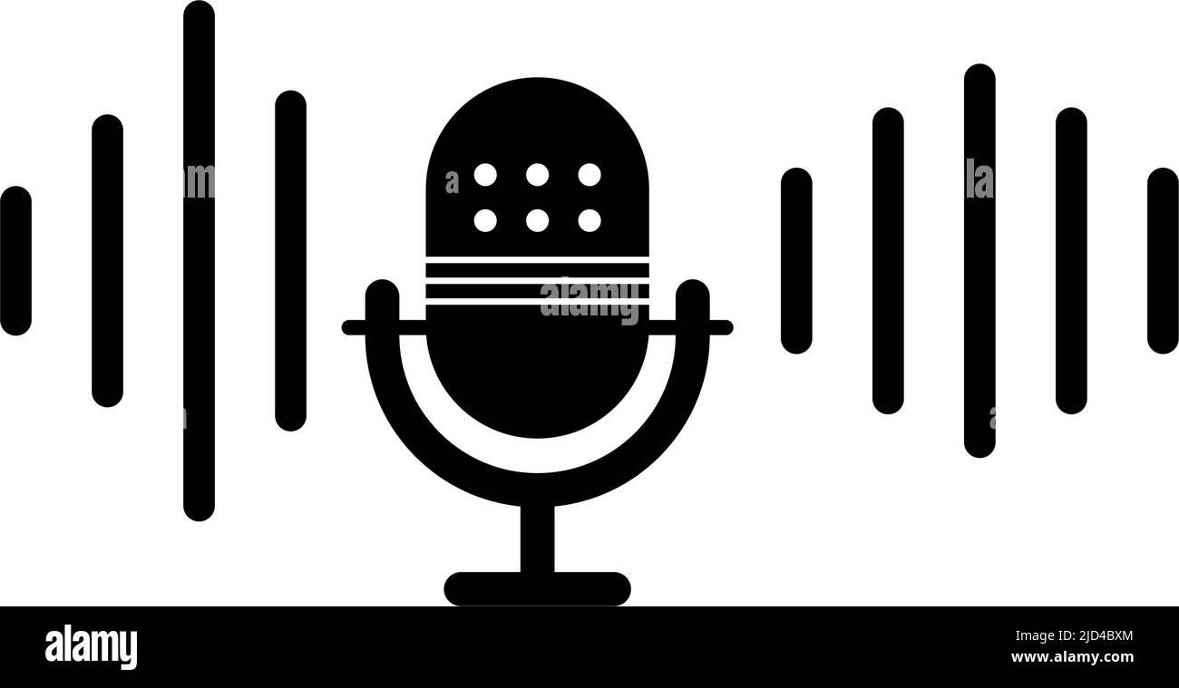 Microphone with hole and sound wave icon set. Sound and rhythm ...