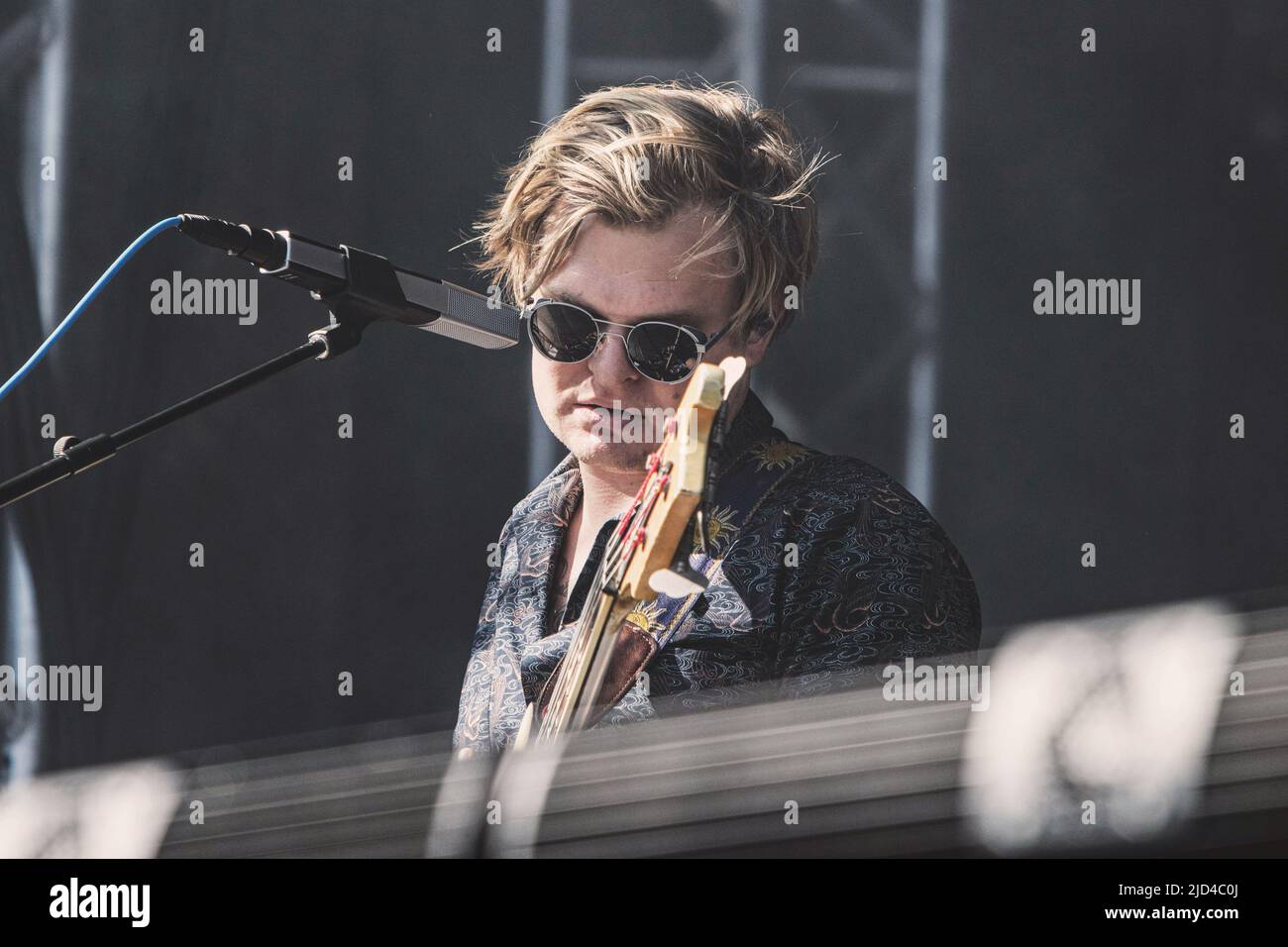 Chris Taylor performs live on stage with his band Grizzly Bear at Way ...