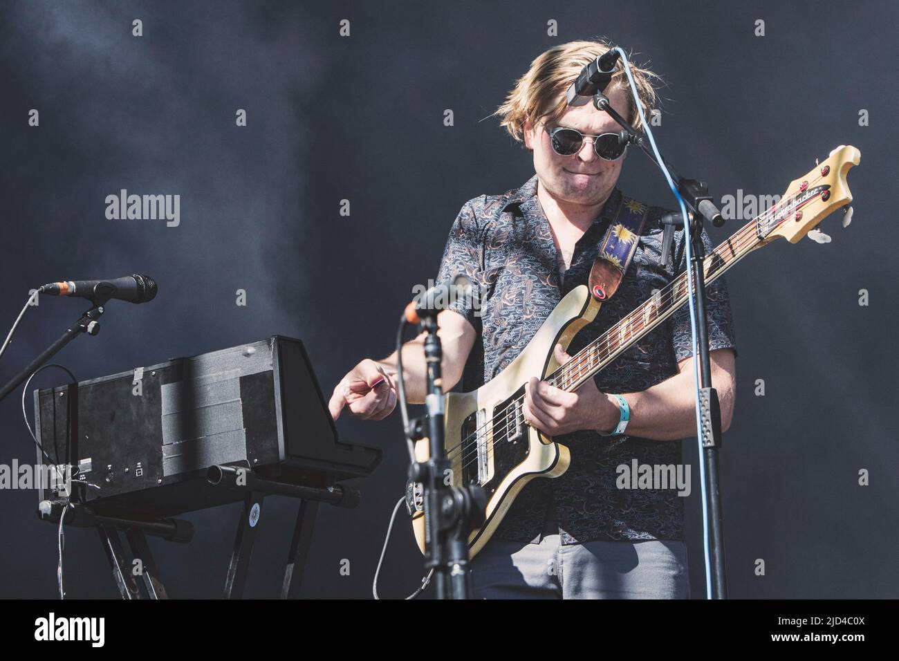 Chris Taylor performs live on stage with his band Grizzly Bear at Way ...
