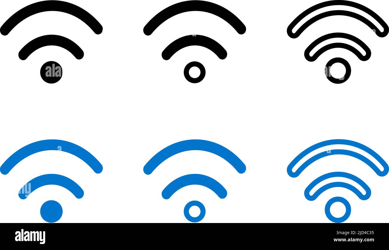 Wi-Fi or network icons with different styles and colors. Editable ...