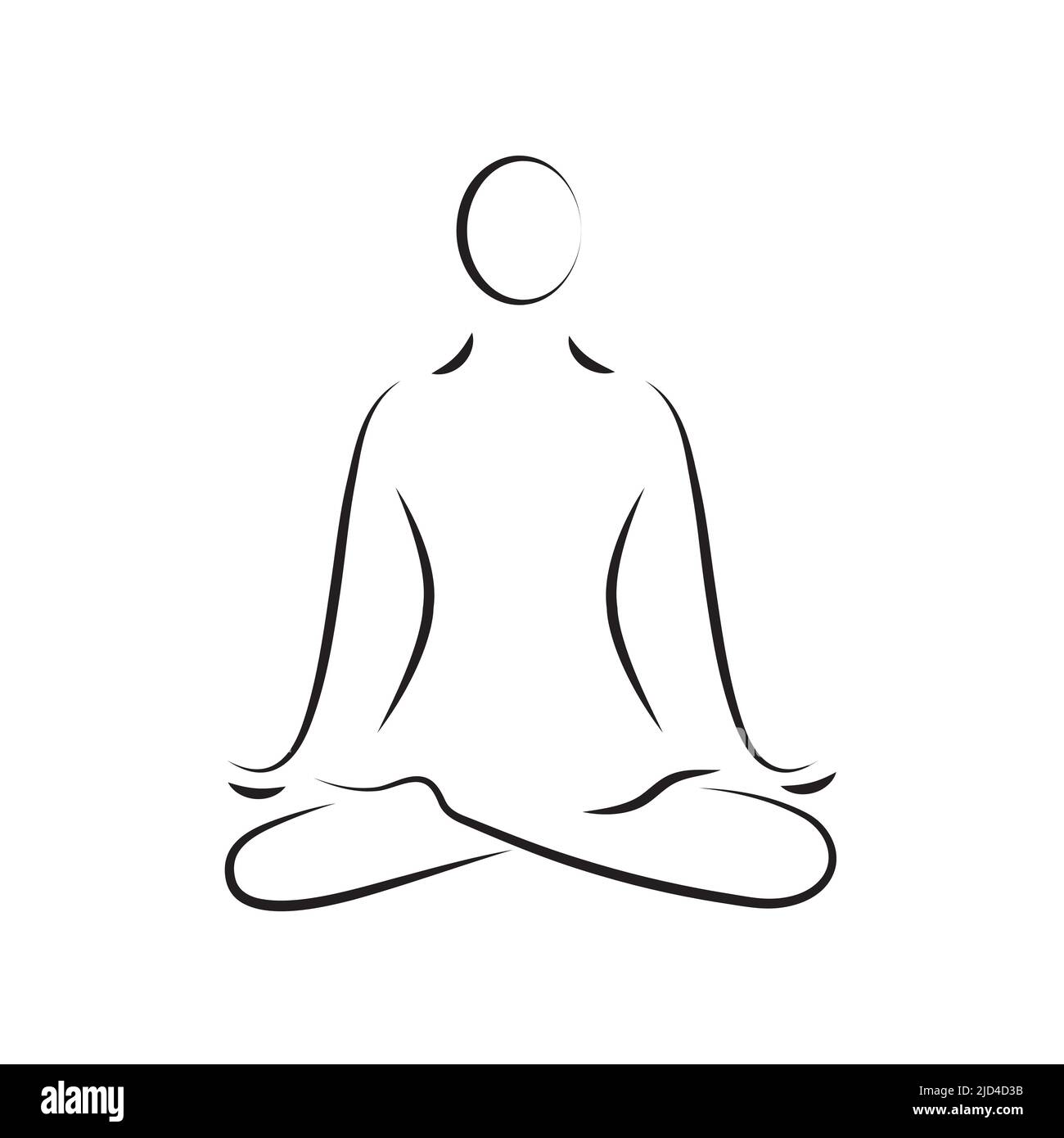 Illustration yoga outline vector performing Meditation Black and White ...