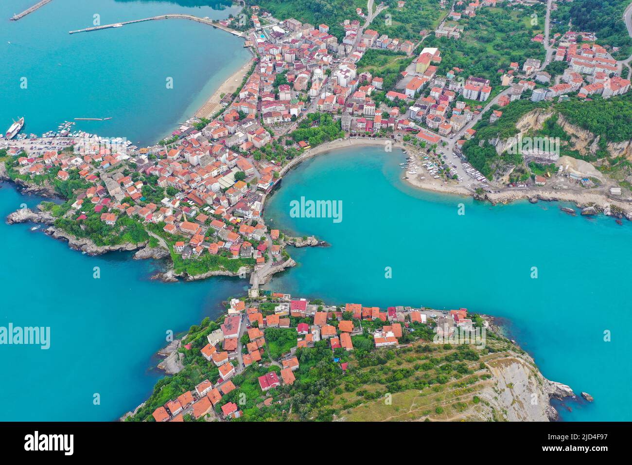 Beautiful cityscape on the mountains over Black-sea, Amasra. Amasra ...