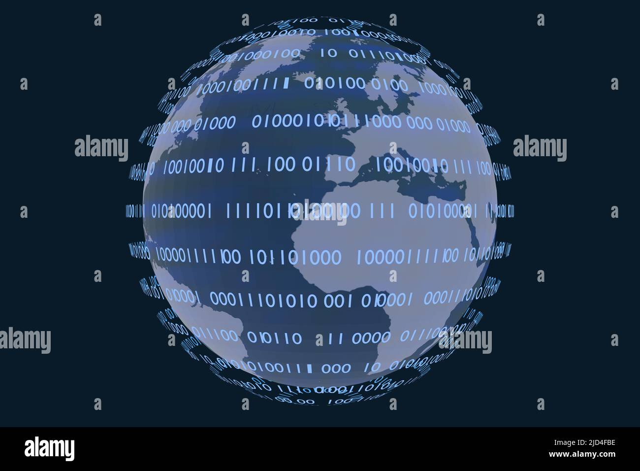 3D illustration. Digital world background. Sequence of zero and one ...