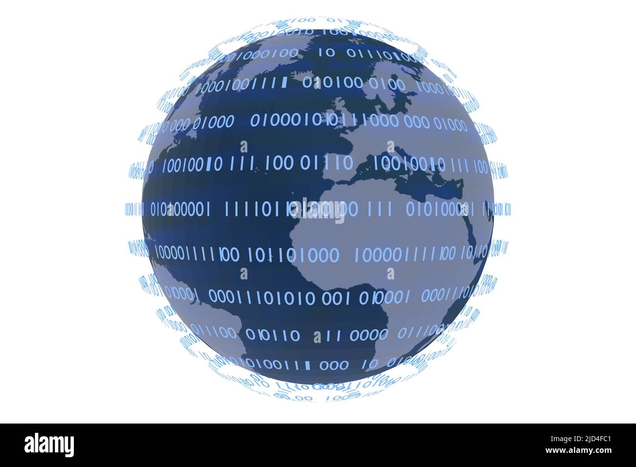 3D illustration. Digital world background. Sequence of zero and one ...