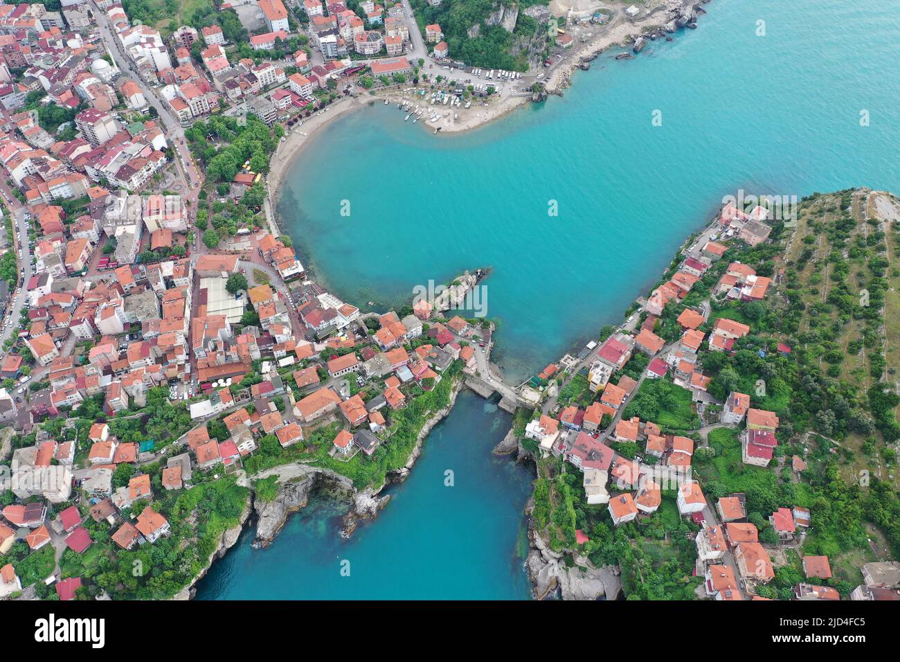 Beautiful cityscape on the mountains over Black-sea, Amasra. Amasra ...