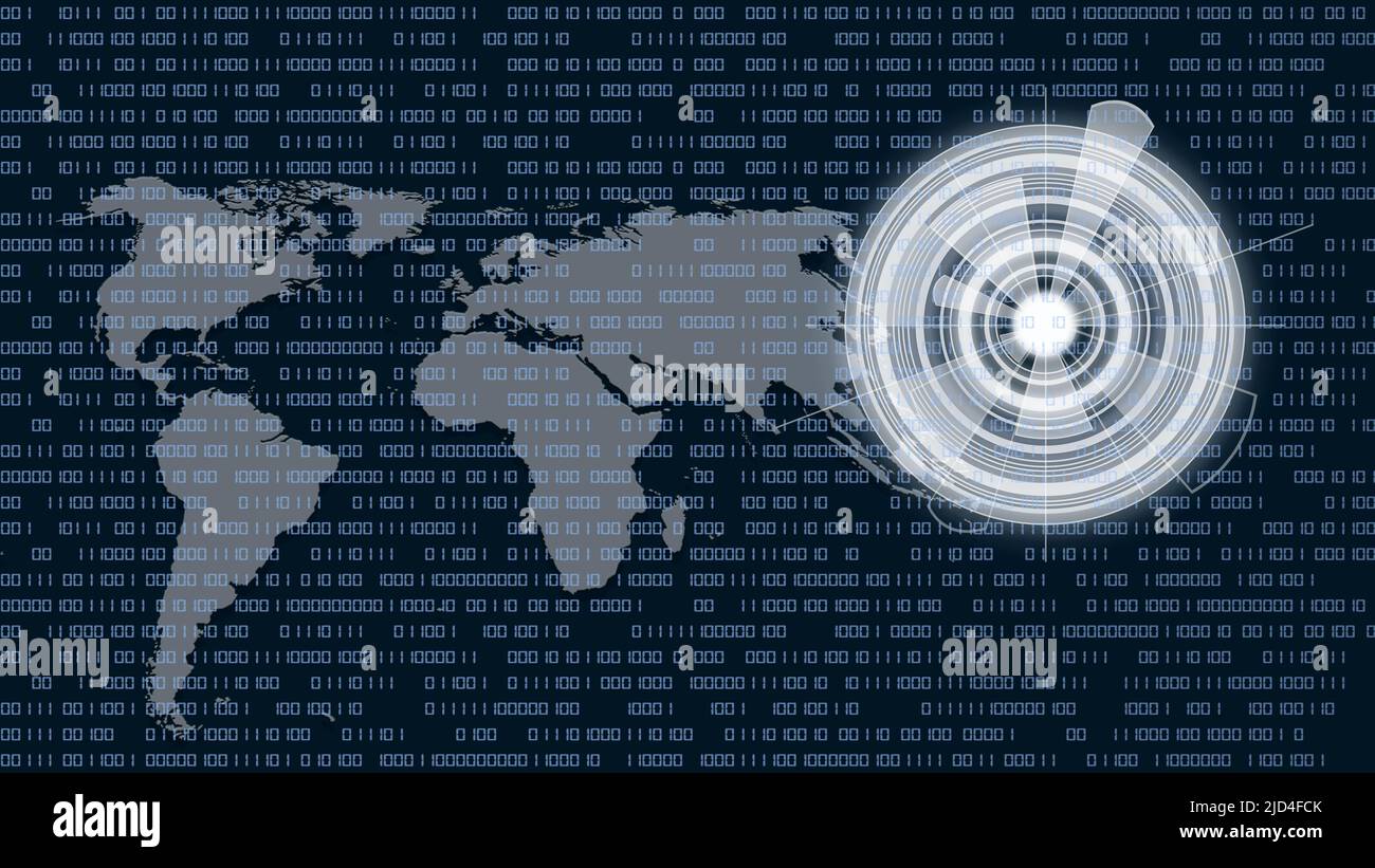 3D illustration. Digital world background. Sequence of zero and one ...