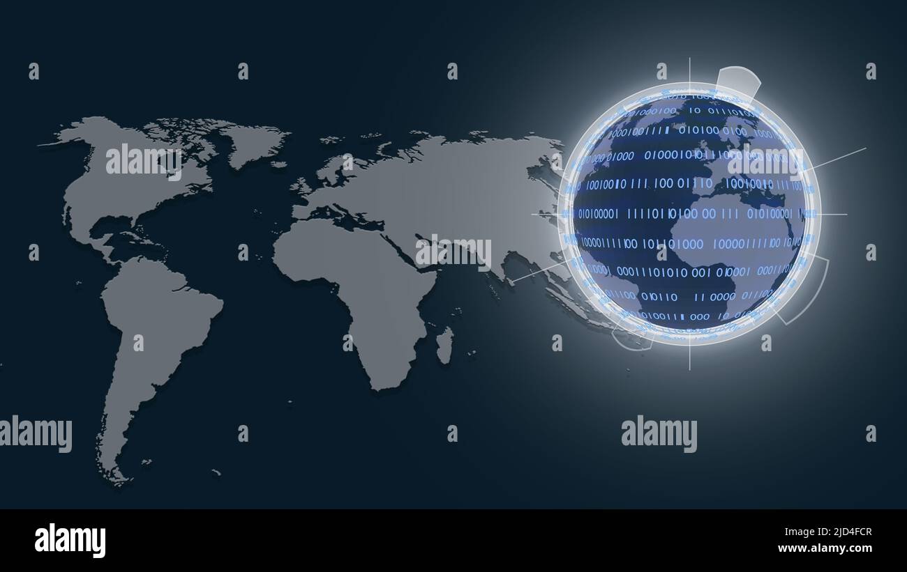 3D illustration. Digital world background. Sequence of zero and one ...