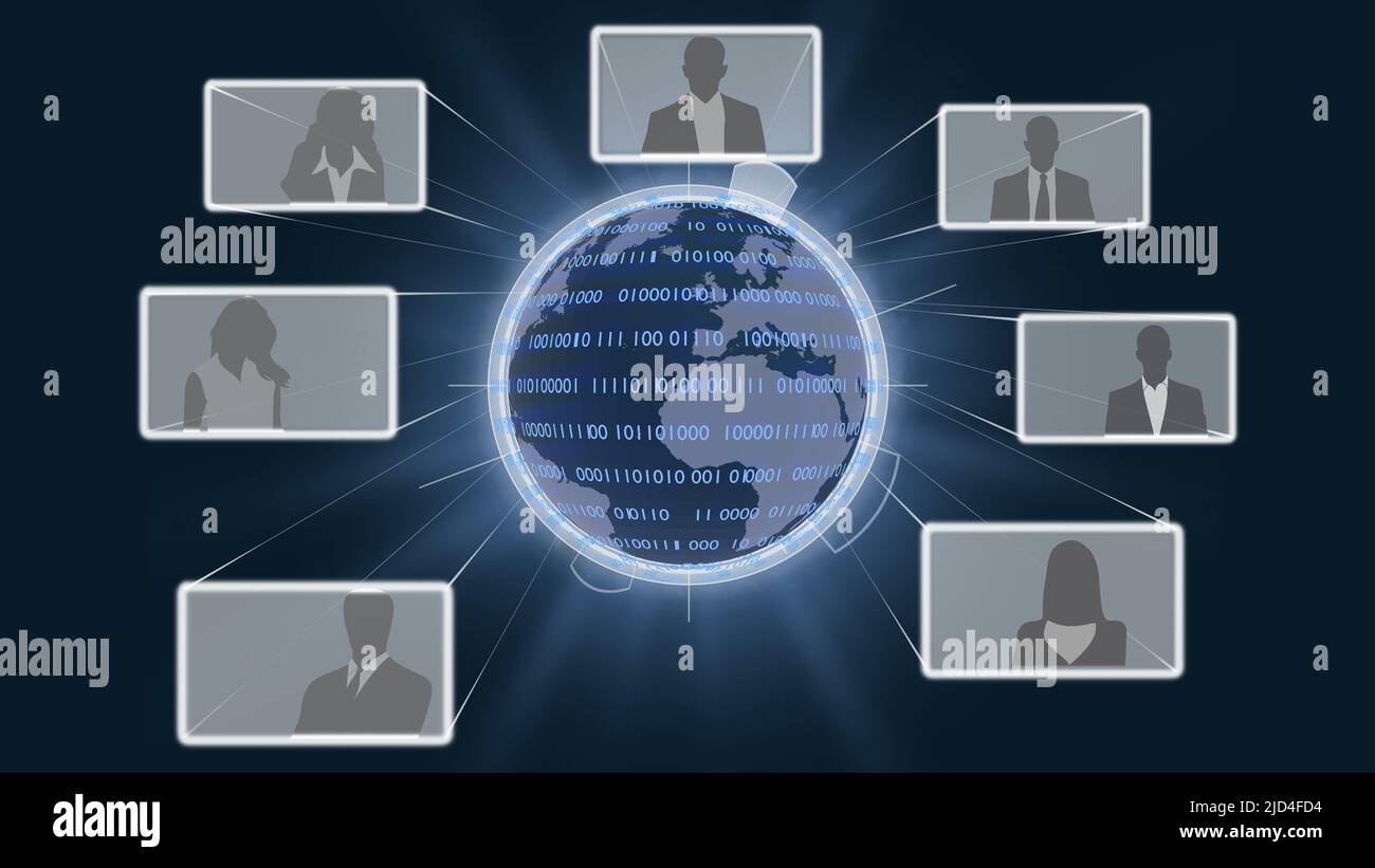 3D illustration. Digital world background. Sequence of zero and one ...