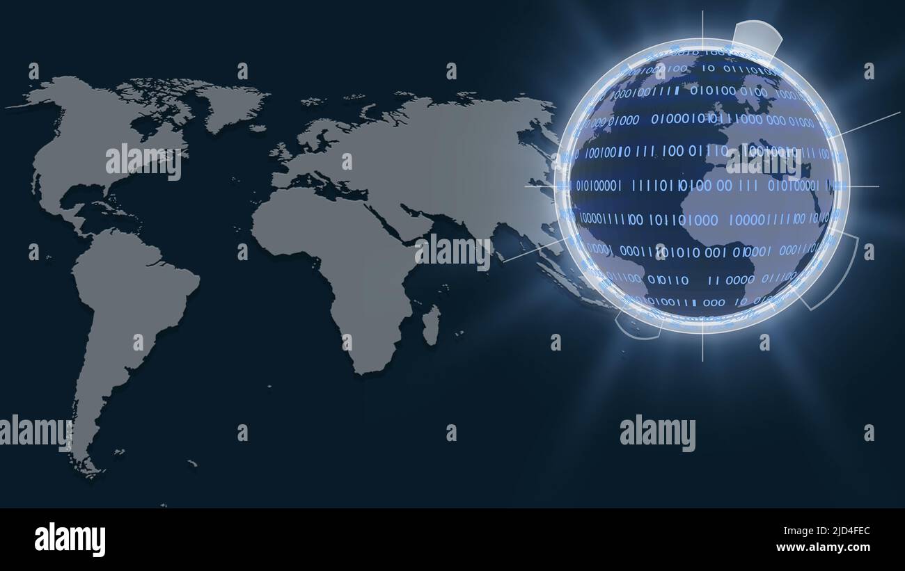 3D illustration. Digital world background. Sequence of zero and one ...