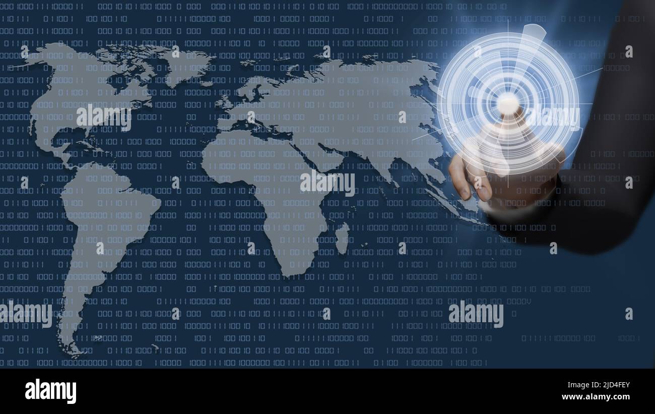 3D illustration. Digital world background. Sequence of zero and one ...