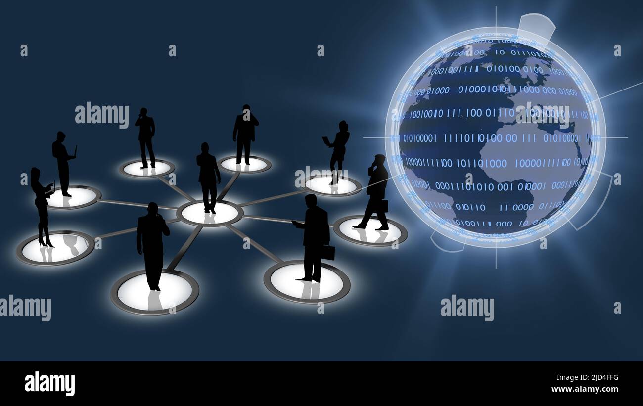 3D illustration. Digital world background. Sequence of zero and one ...