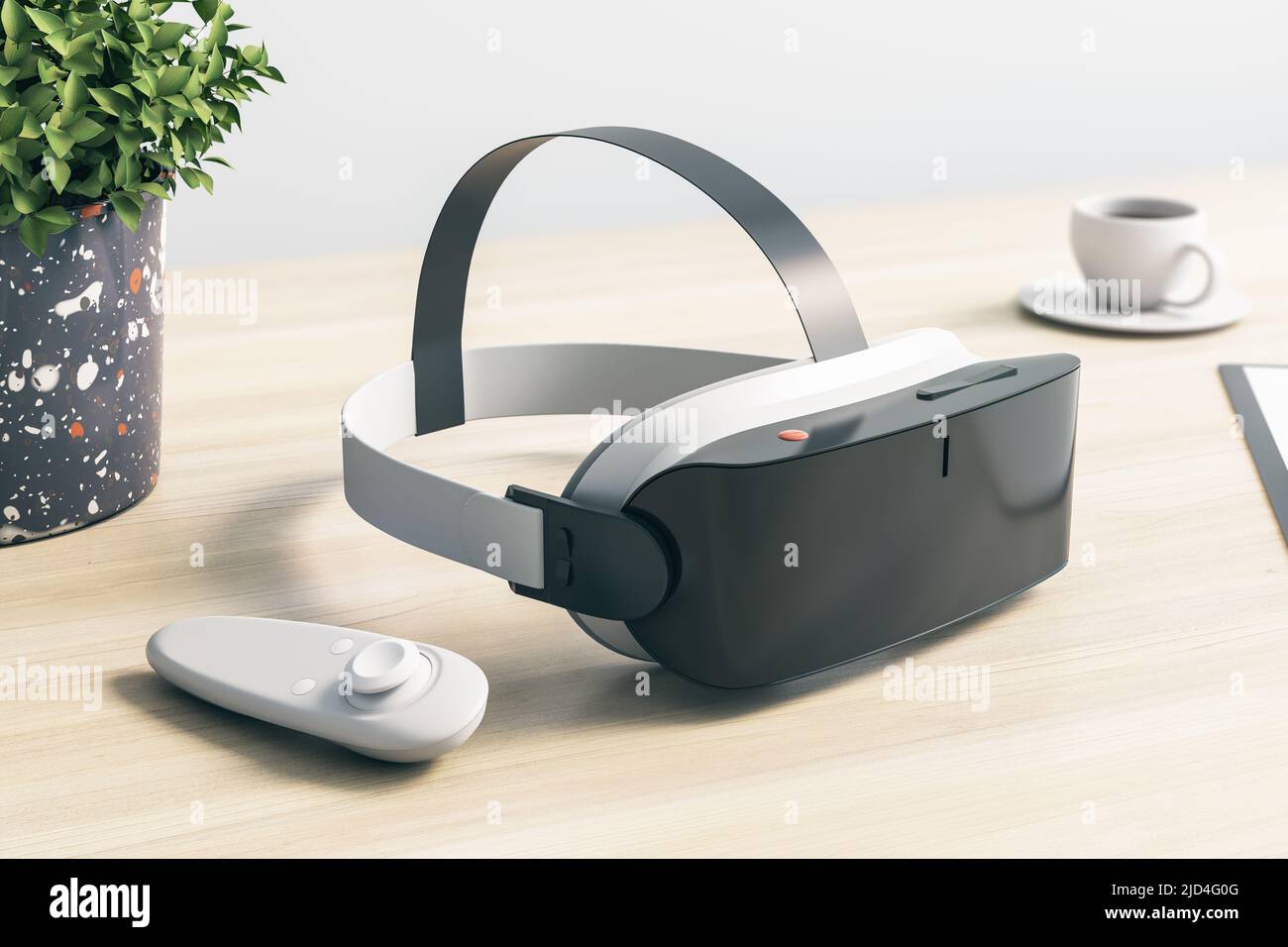 Virtual reality and metaverse concept with headset and joystick on ...