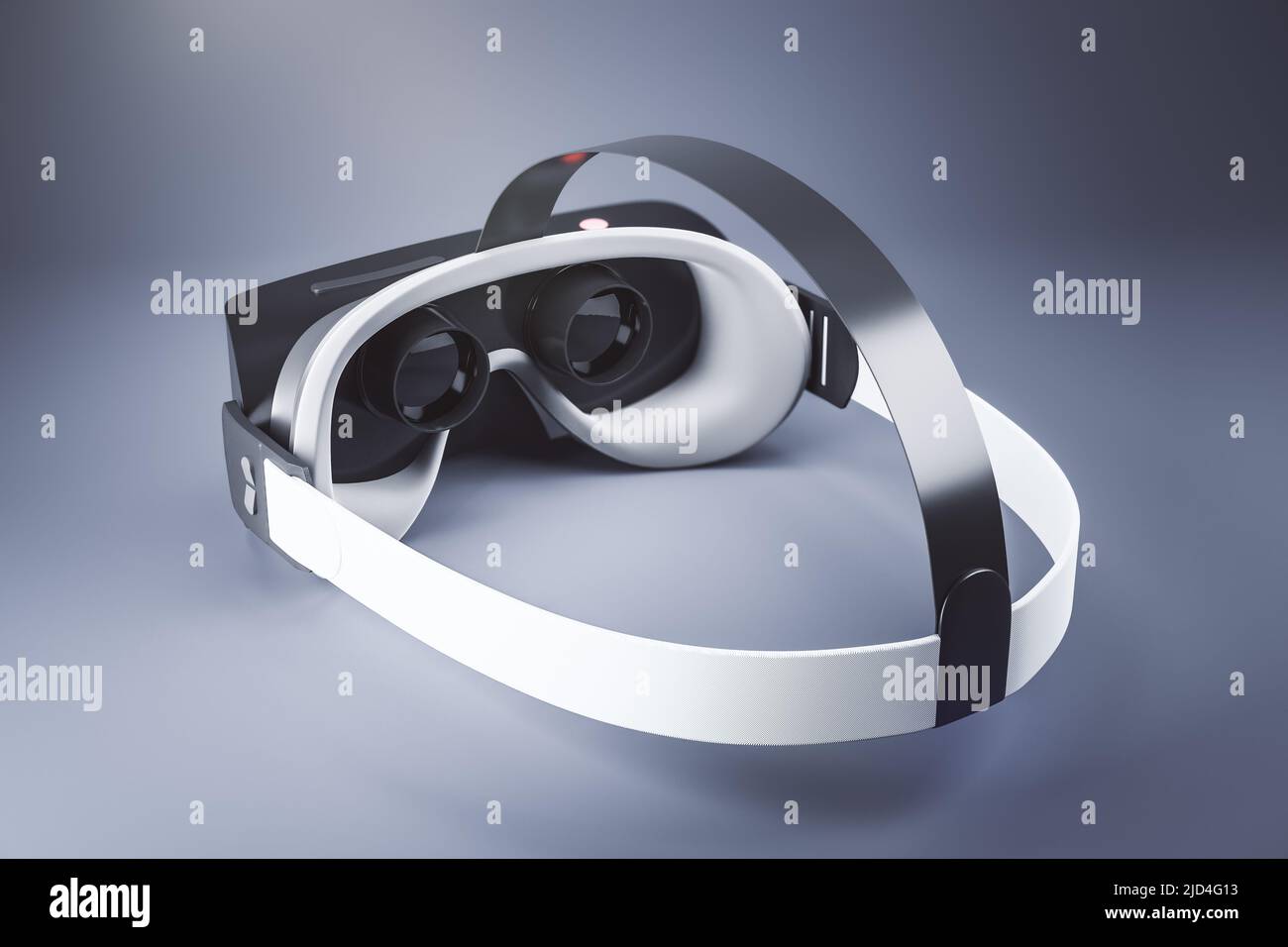 Virtual reality with modern VR glasses back view on abstract backdrop ...