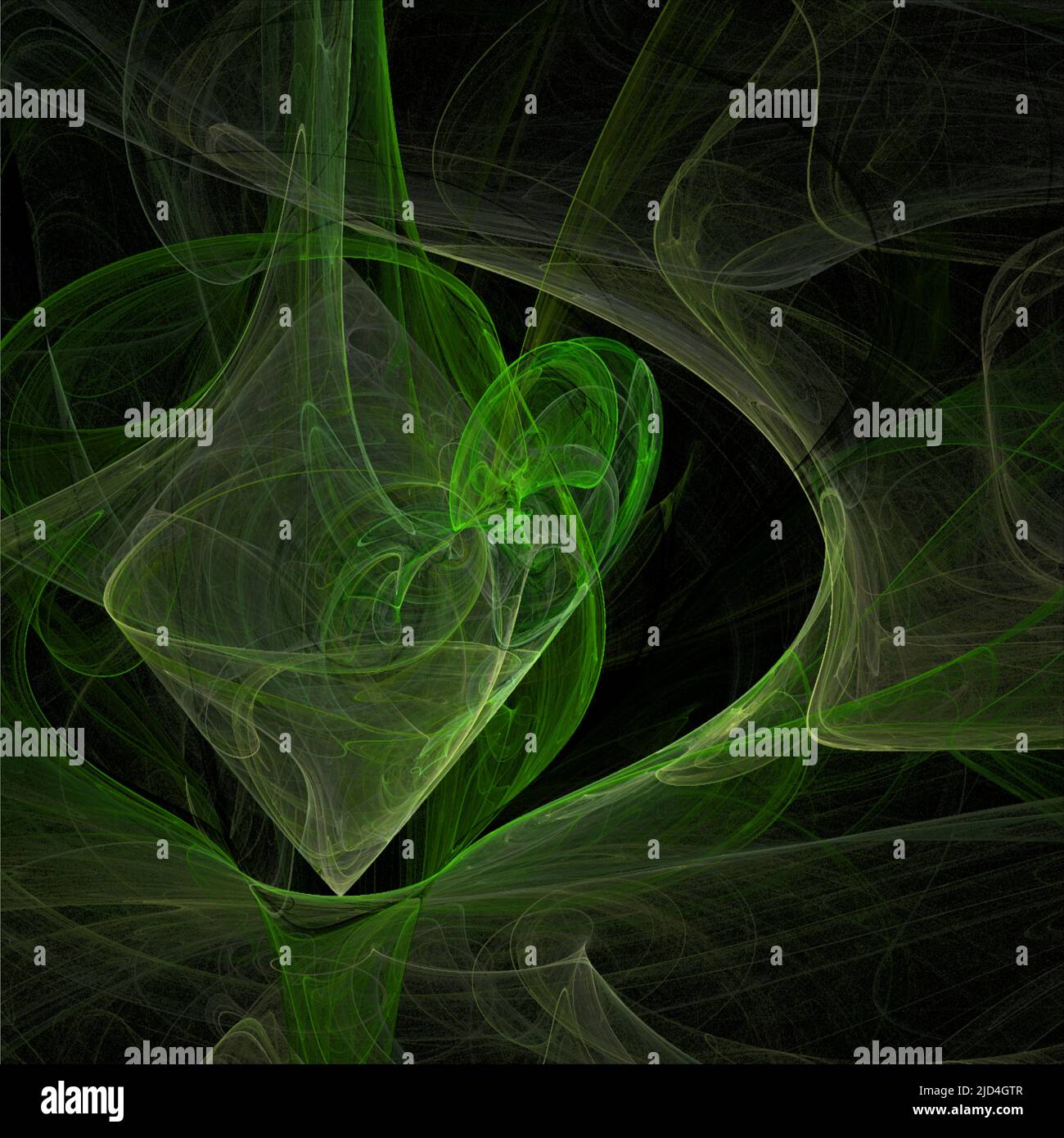 bright abstract linear background, green digital drawing on black ...