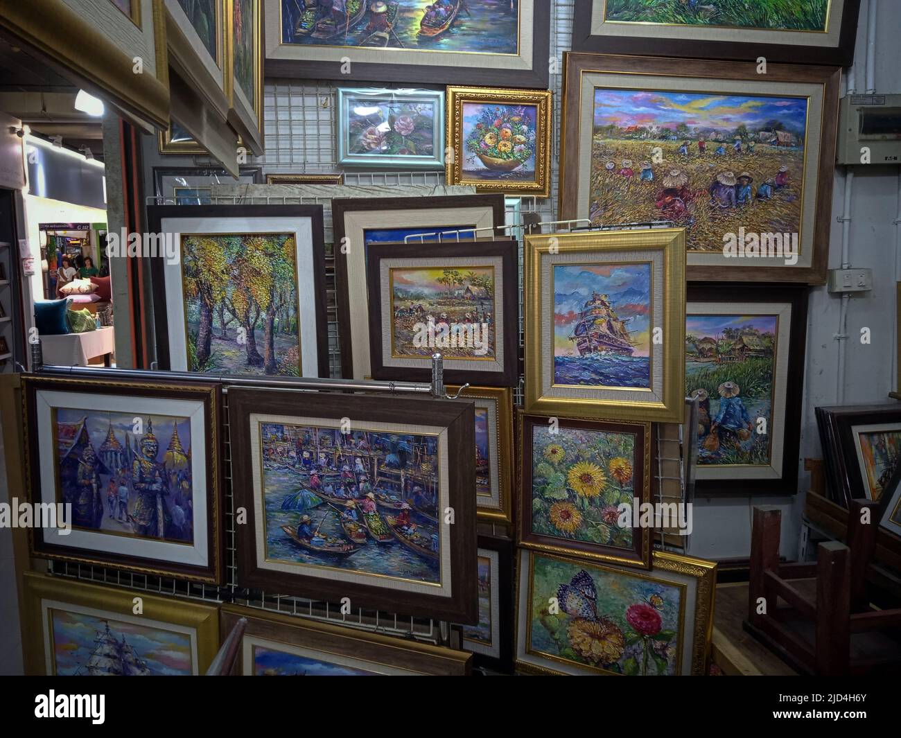 Many oil paintings are collected at the gallery Stock Photo - Alamy