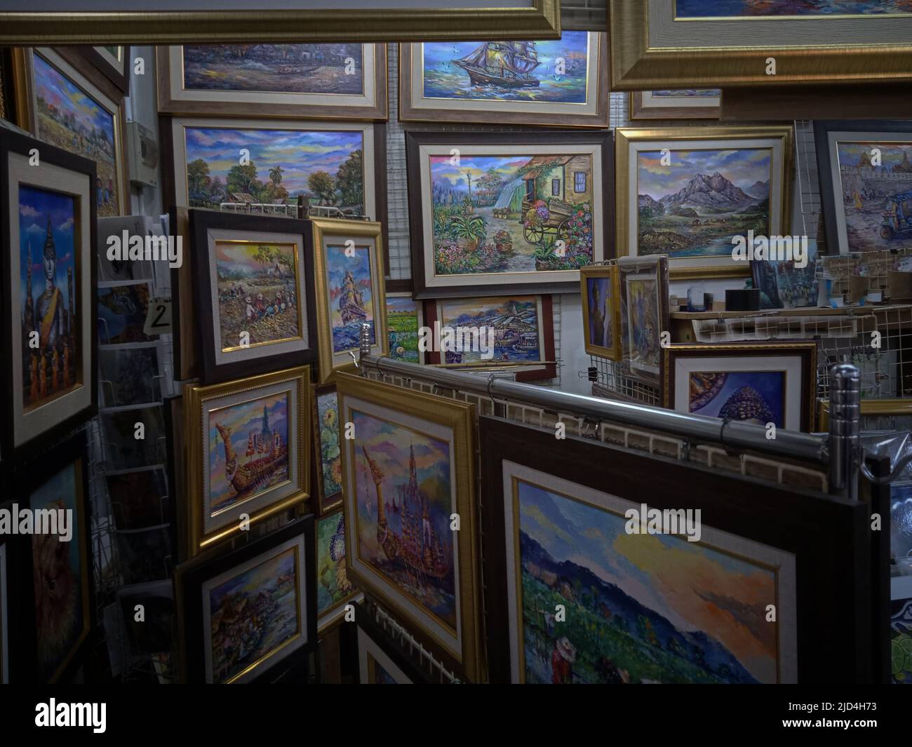 Many oil paintings are collected at the gallery Stock Photo - Alamy