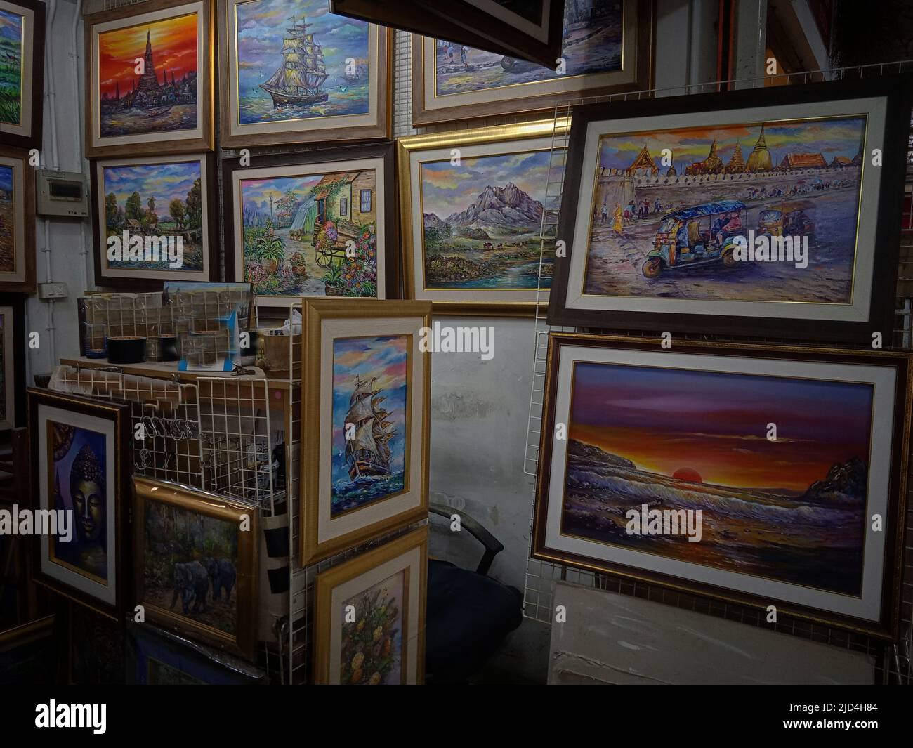 Many oil paintings are collected at the gallery Stock Photo - Alamy