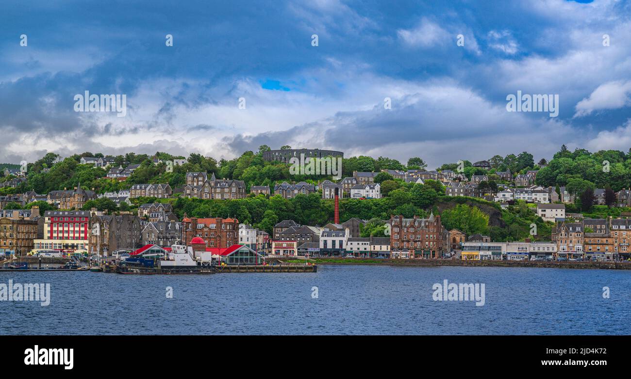 Onboard the ferry from Oban to the Isle of Mull - Looking back to the ...