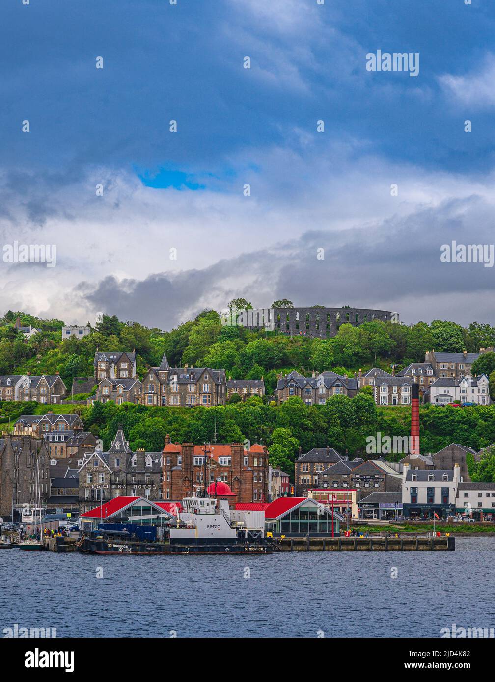 Onboard the ferry from Oban to the Isle of Mull - Looking back to the ...