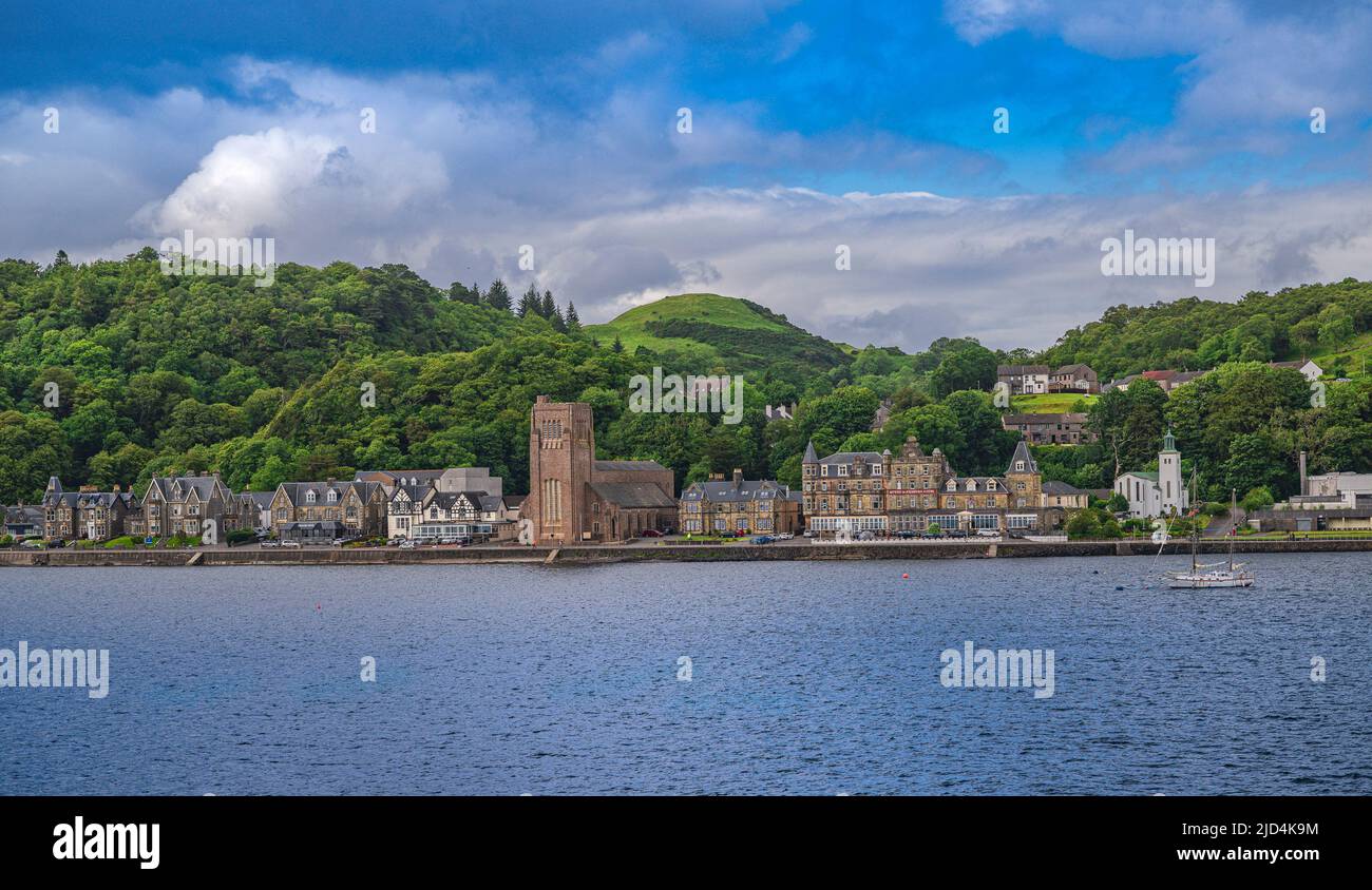 Onboard the ferry from Oban to the Isle of Mull - Looking back to the ...