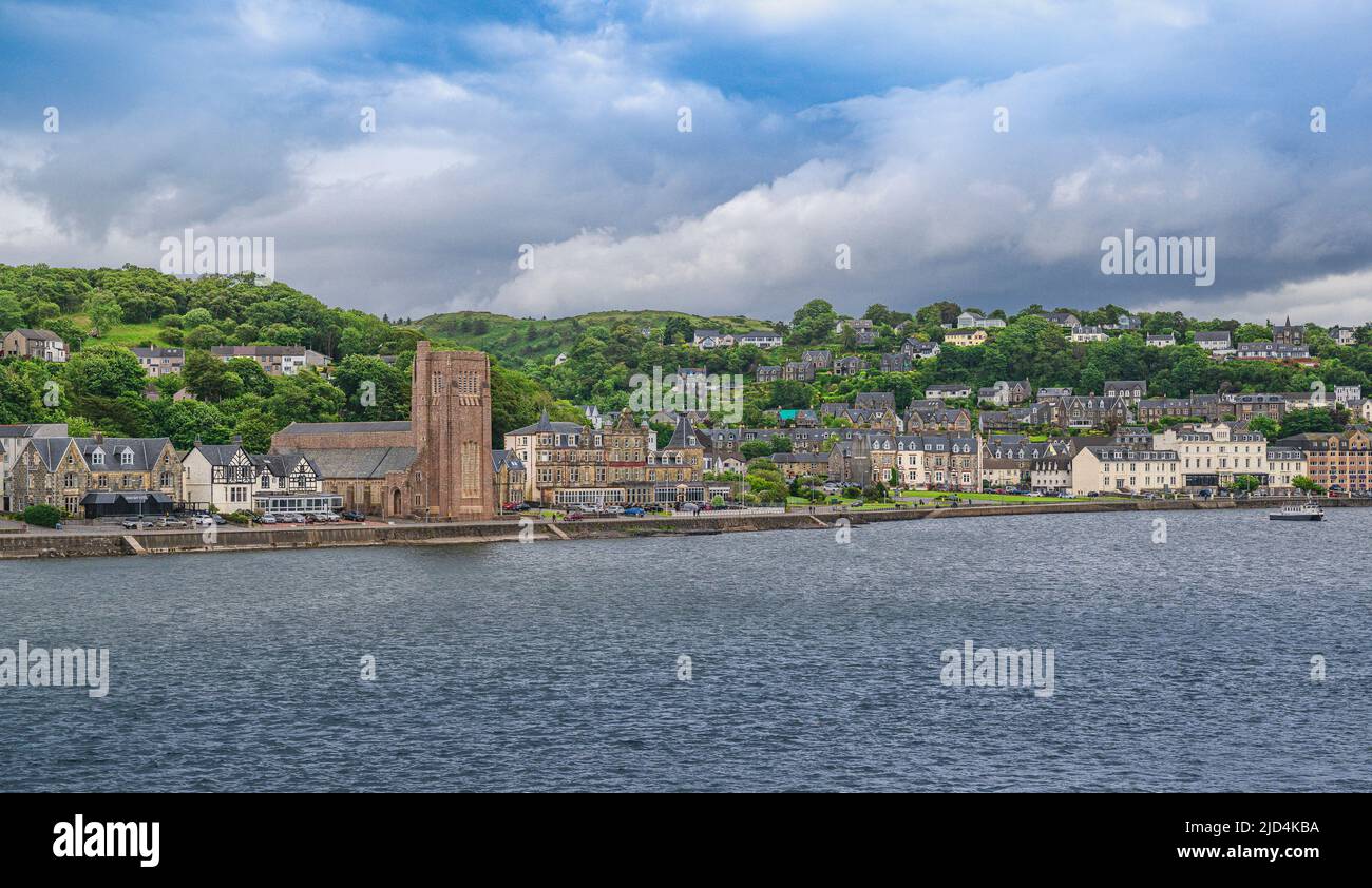 Onboard the ferry from Oban to the Isle of Mull - Looking back to the ...