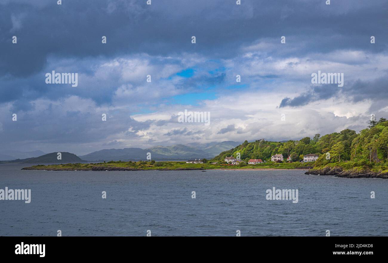 Onboard the ferry from Oban to the Isle of Mull – Looking North at the ...