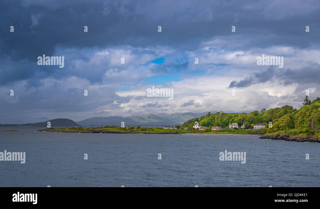 Onboard the ferry from Oban to the Isle of Mull – Looking North at the ...