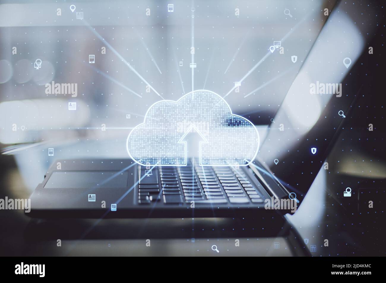 Data and information storage concept with digital cloud technology sign ...