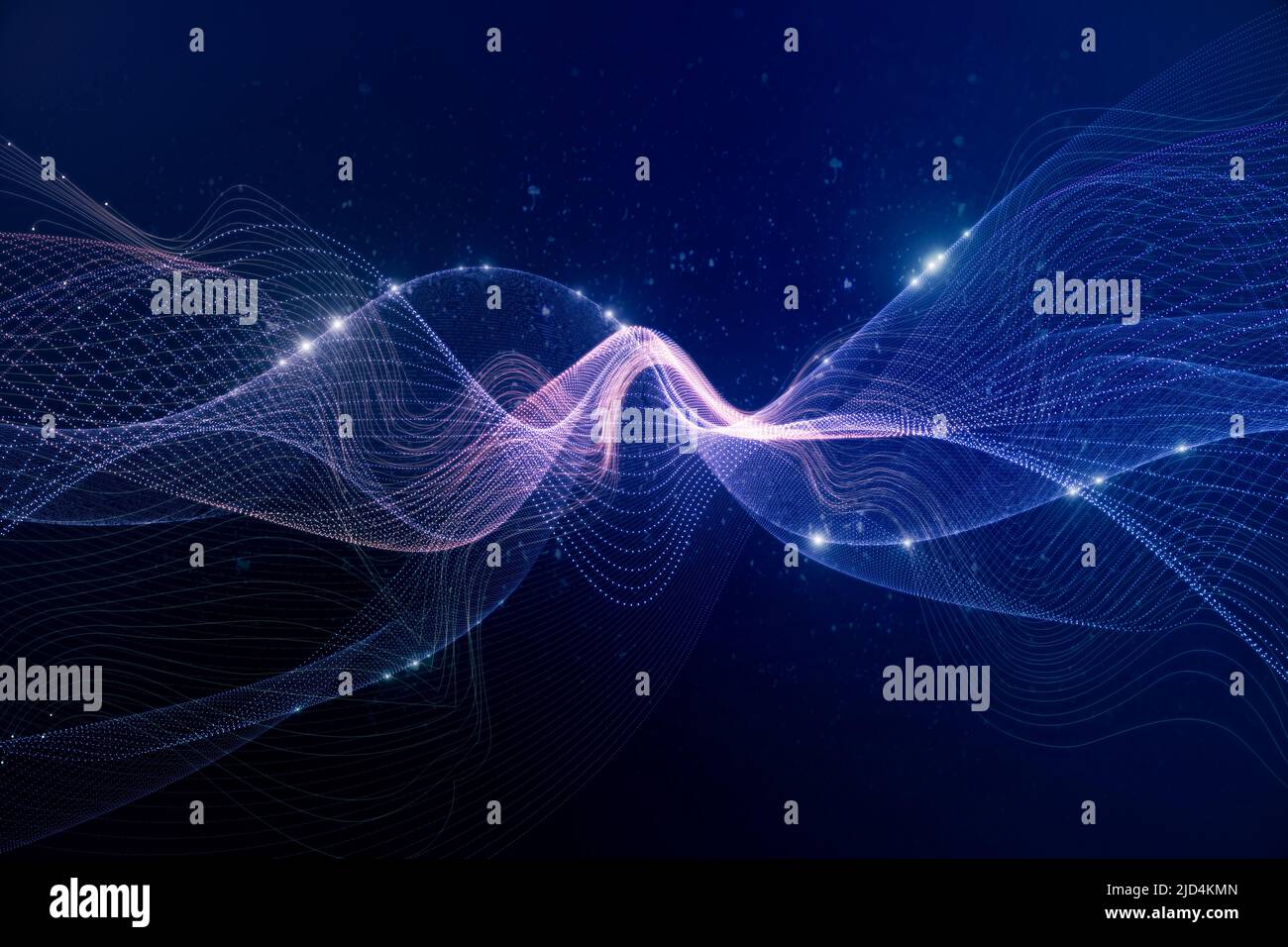 Big data visualization concept with bright glowing lines on abstract ...