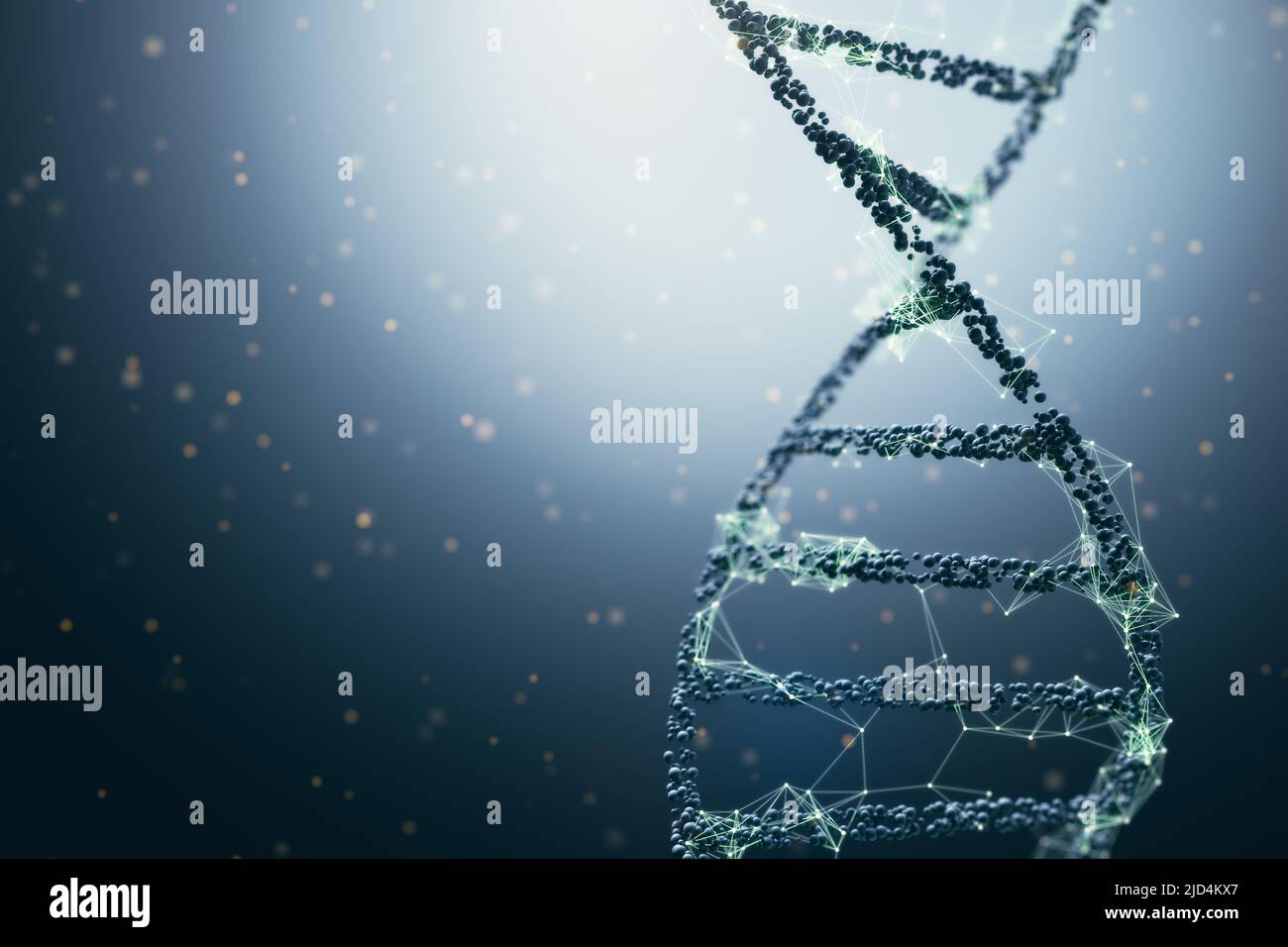 DNA molecule structure on blank light water background with copyspace, genetic biotechnology ...